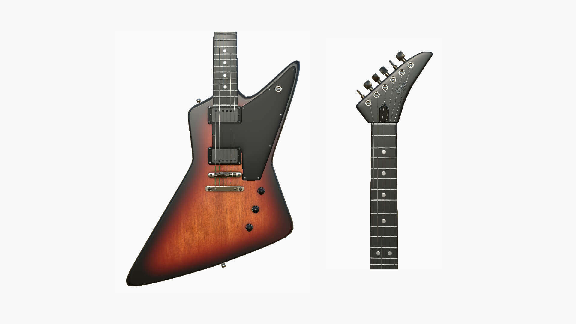 Explorer Electric Guitar 07 - Dark Wood 3D Model by gsommer