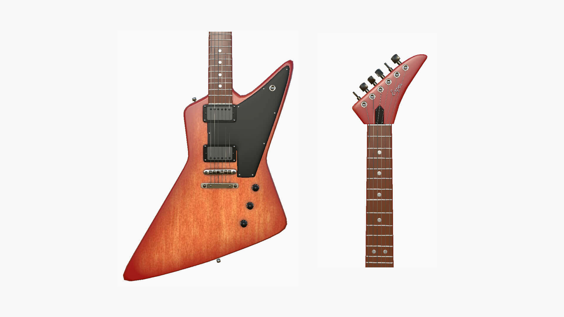 Explorer Electric Guitar 08 - Red Wood 3D Model by gsommer