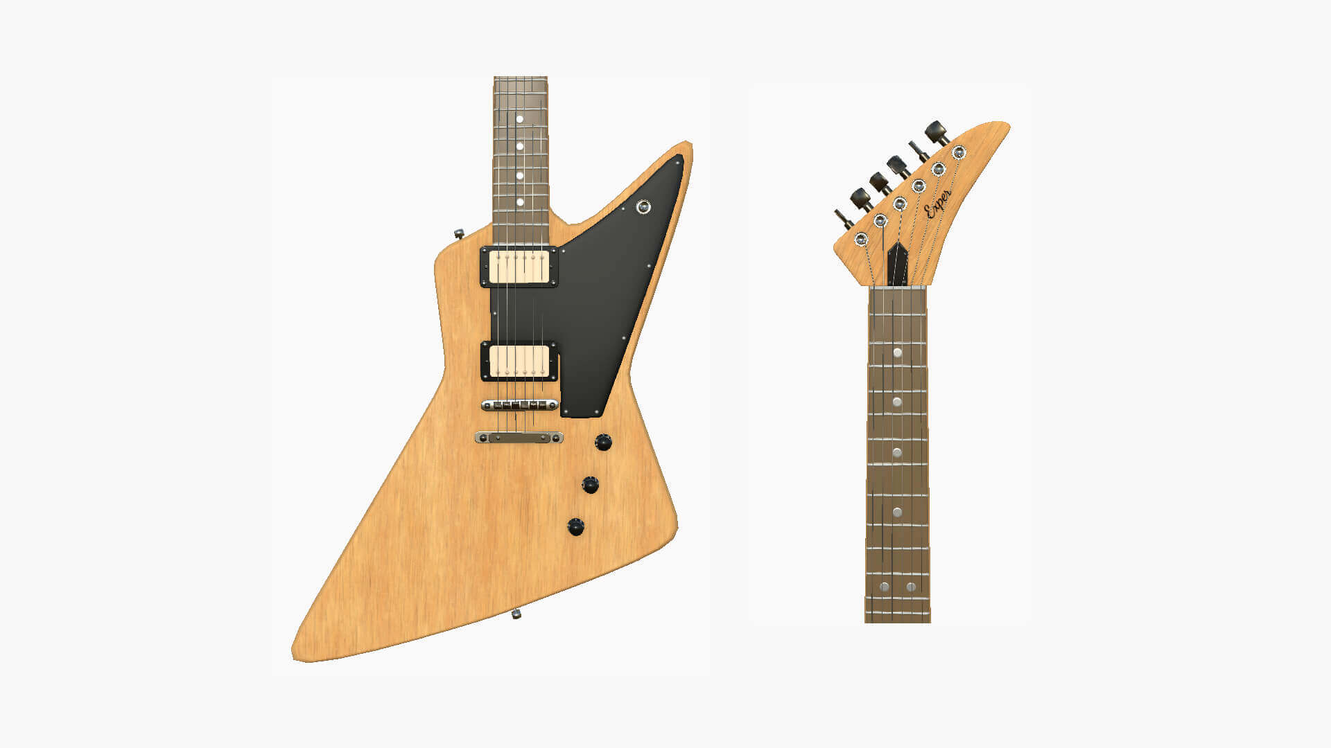 Explorer Electric Guitar 09 - Light Wood 3D Model by gsommer