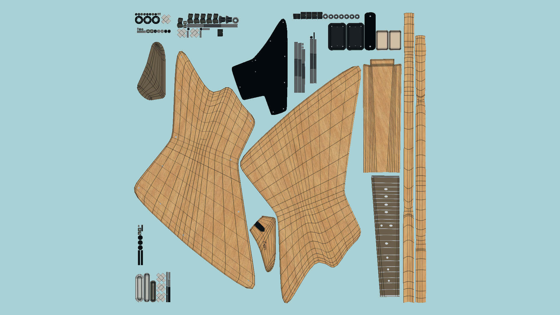 Explorer Electric Guitar 09 - Light Wood 3D Model by gsommer