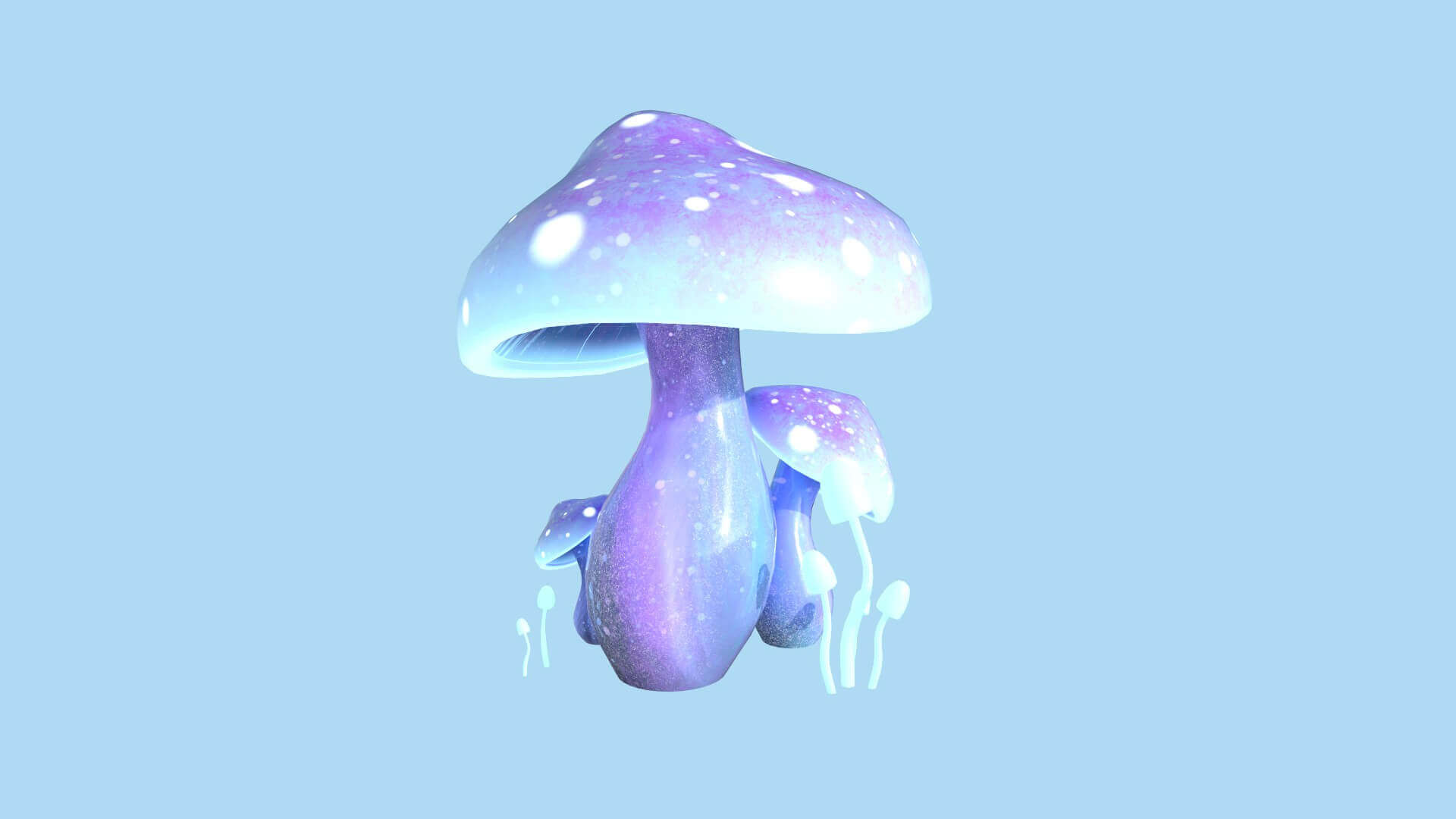 Fantasy Mushroom 01 - Blue Purple - 3D Model by gsommer
