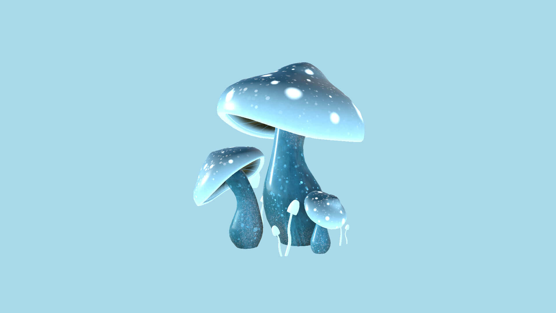 Fantasy Mushroom 02 - Blue 3D Model by gsommer