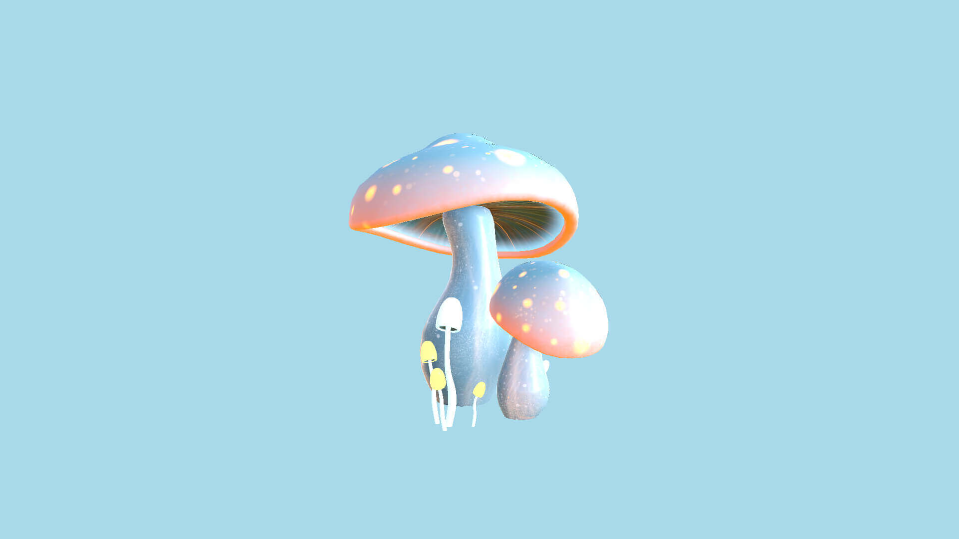 Fantasy Mushroom 06 - Blue and Orange 3D Model by gsommer