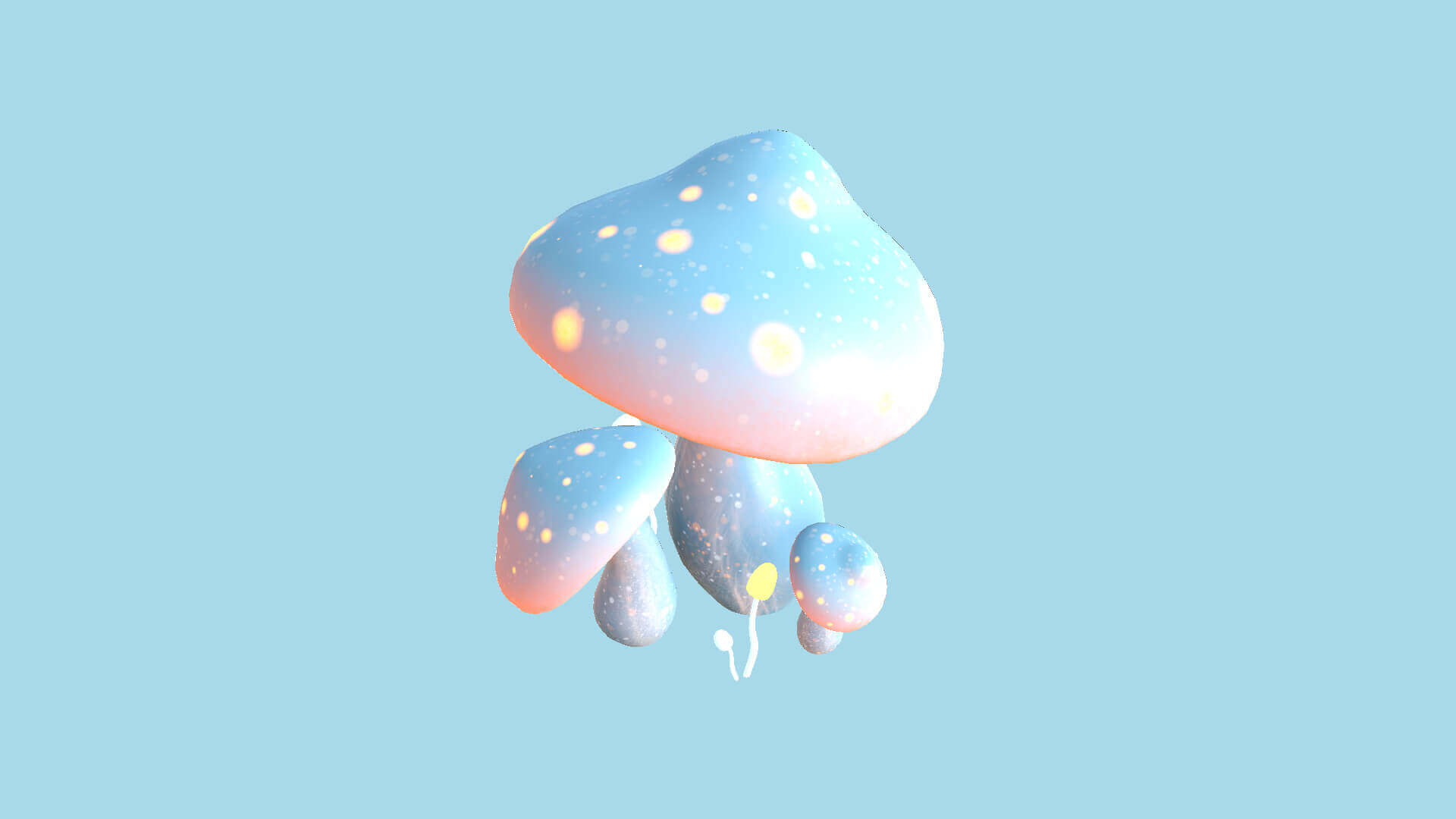 Fantasy Mushroom 06 - Blue and Orange 3D Model by gsommer
