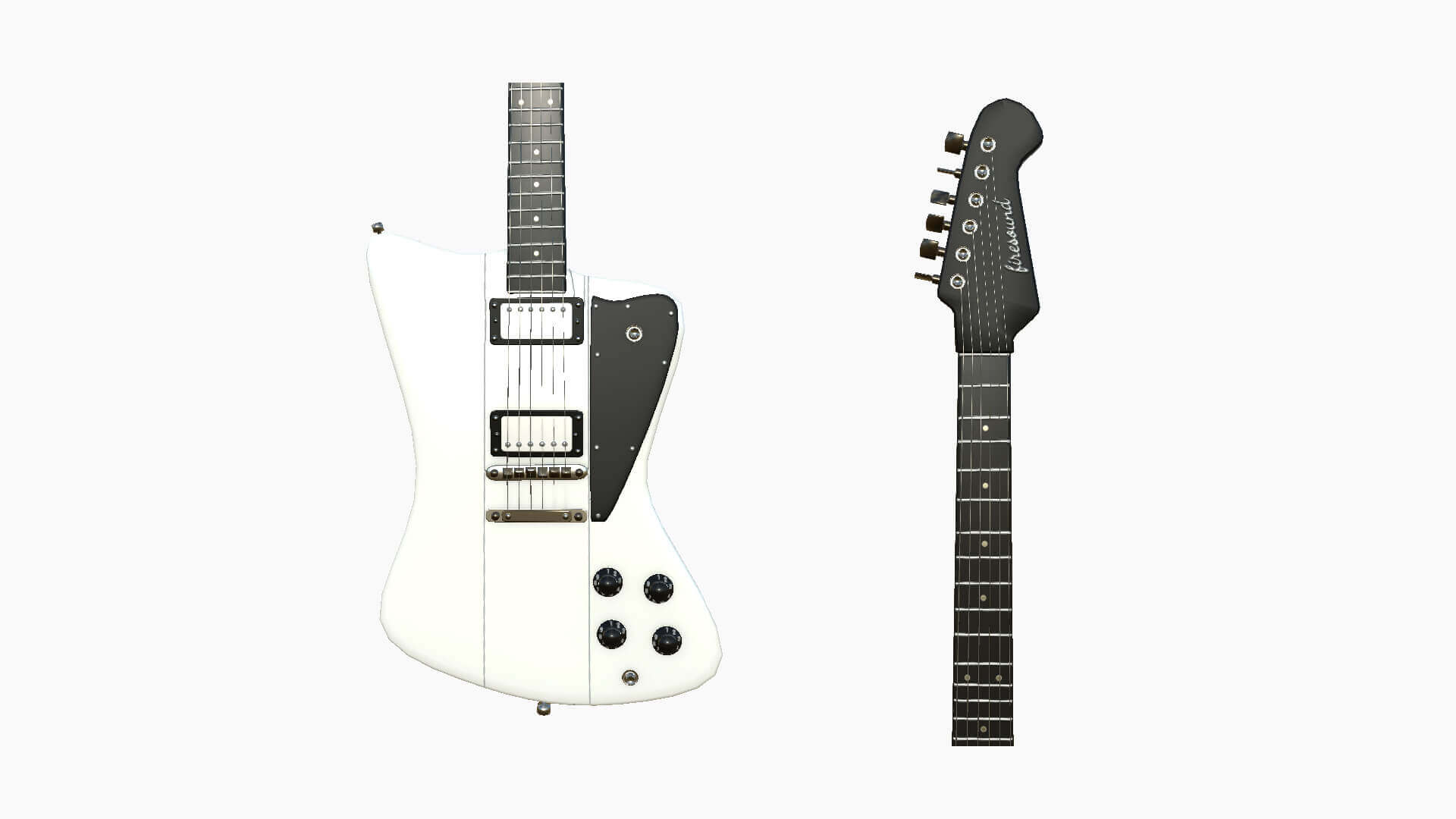 Firebird Electric Guitar 02 - White 3D Model by gsommer