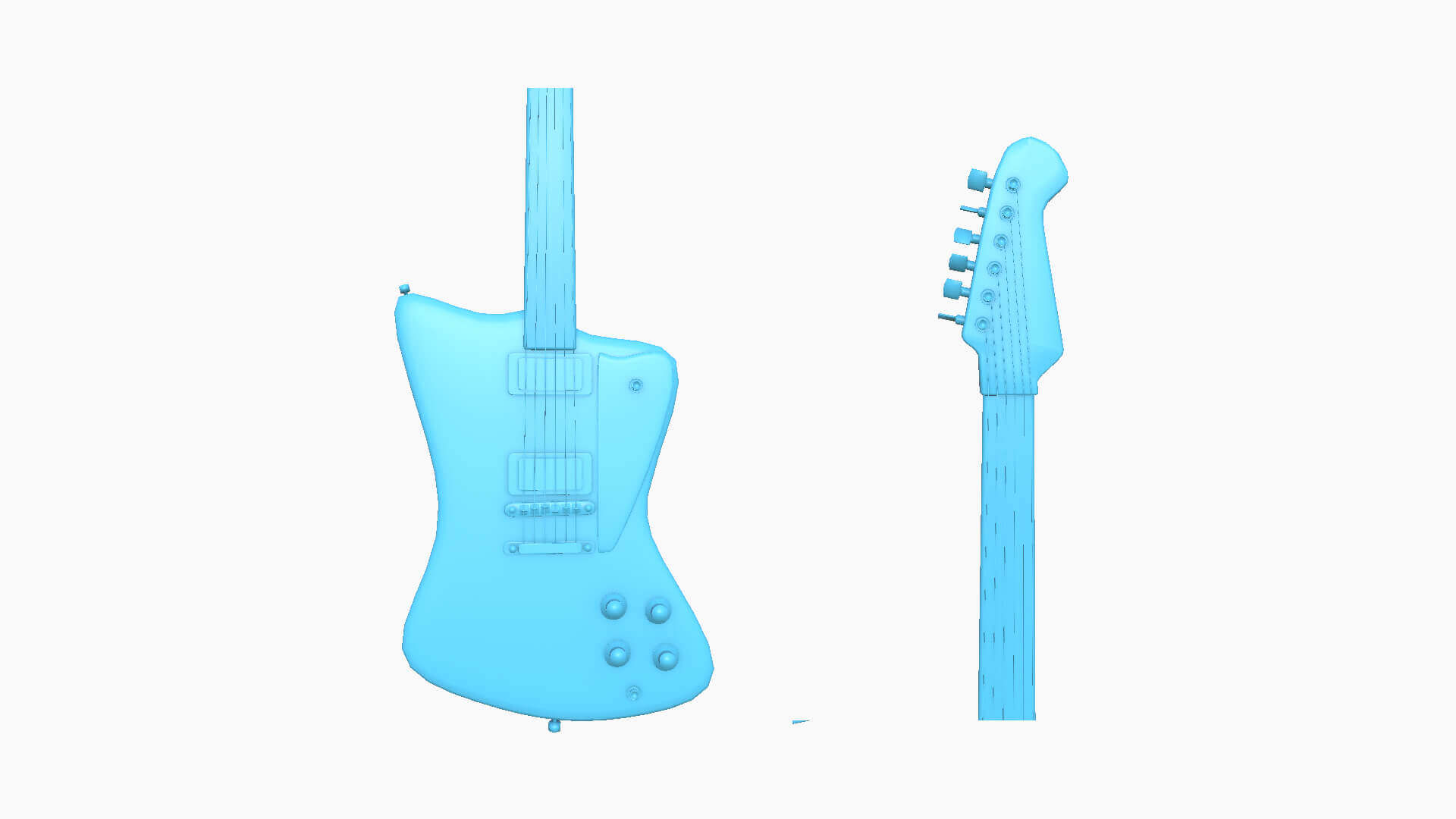 Firebird Electric Guitar 02 - White 3D Model by gsommer