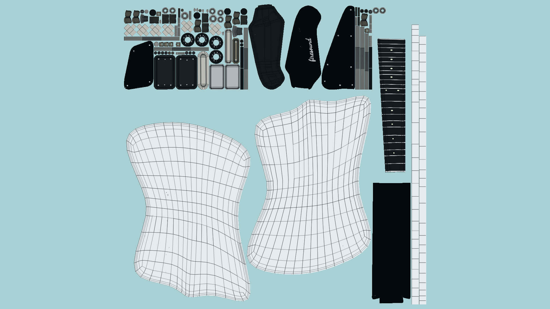 Firebird Electric Guitar 02 - White 3D Model by gsommer