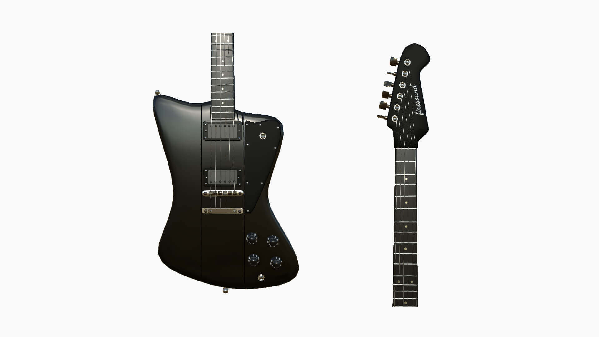 Firebird Electric Guitar 03 - Black 3D Model by gsommer