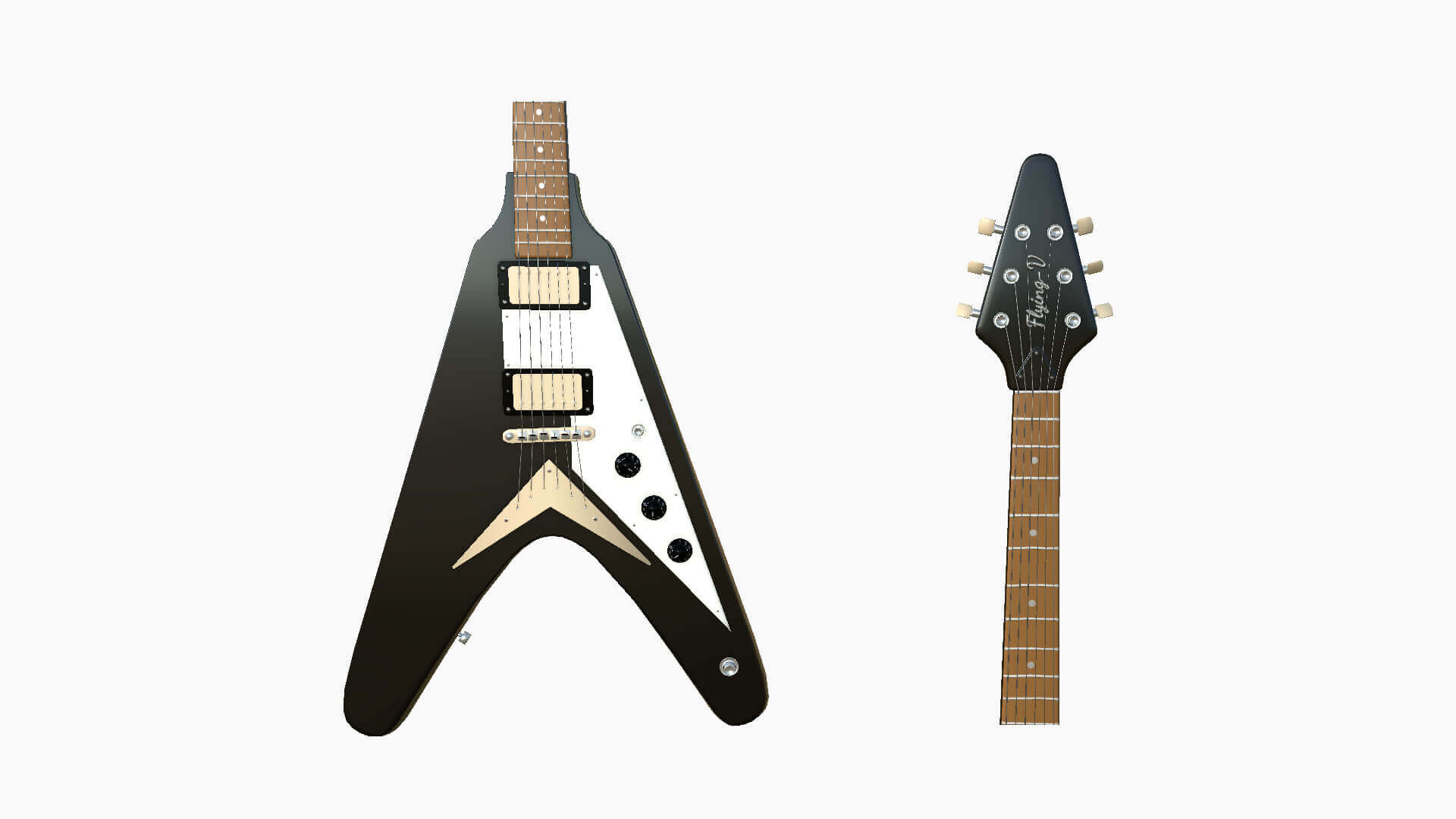 Flying V Electric Guitar 01 - Black 3D Model by gsommer