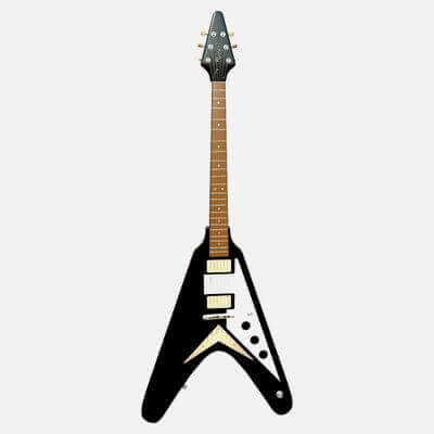 Flying V Electric Guitar 01 - Black 3D Model by gsommer