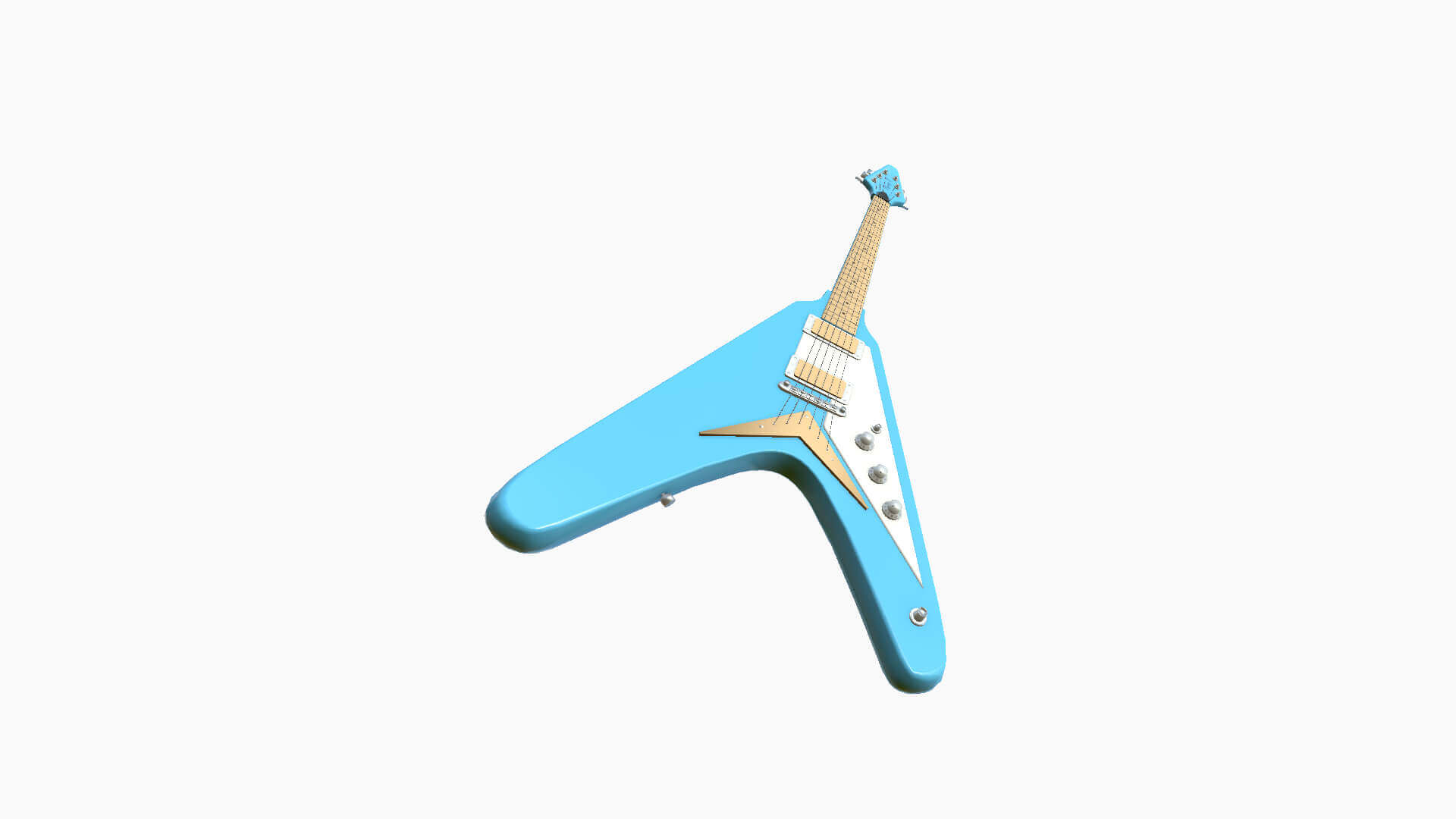 Flying V Electric Guitar 03 - Blue 3D Model by gsommer