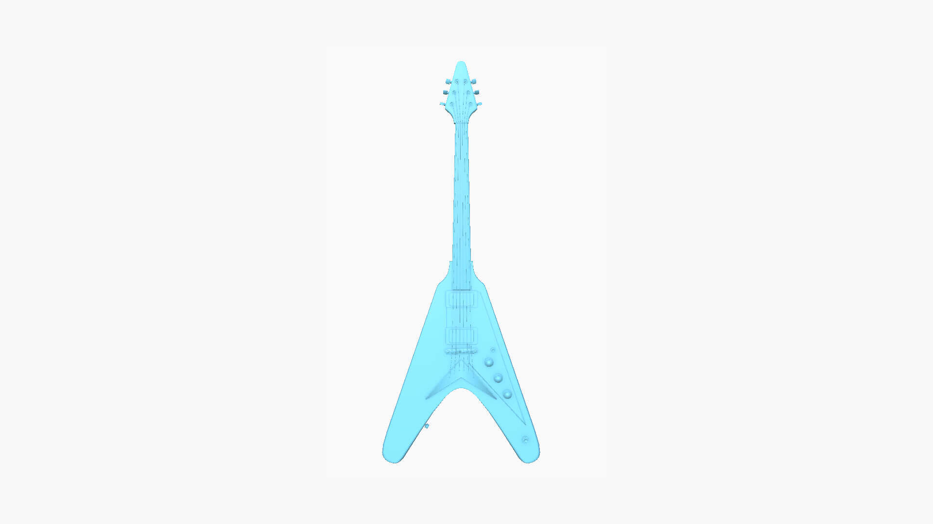Flying V Electric Guitar 03 - Blue 3D Model by gsommer