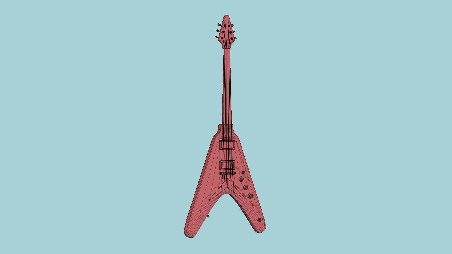 Flying V Electric Guitar 03 - Blue 3D Model by gsommer