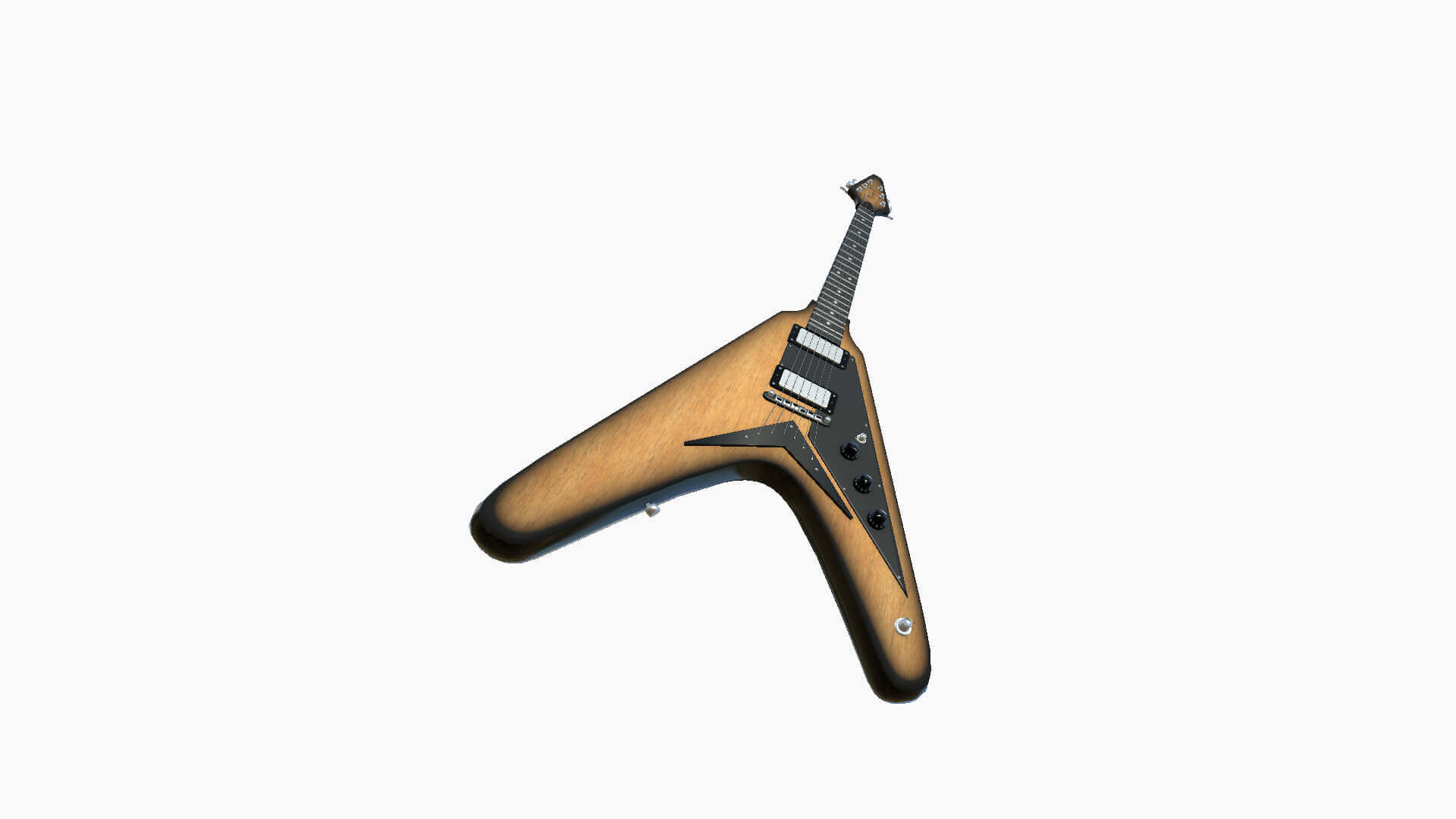 Flying V Electric Guitar 05 - Wood Black 3D Model by gsommer