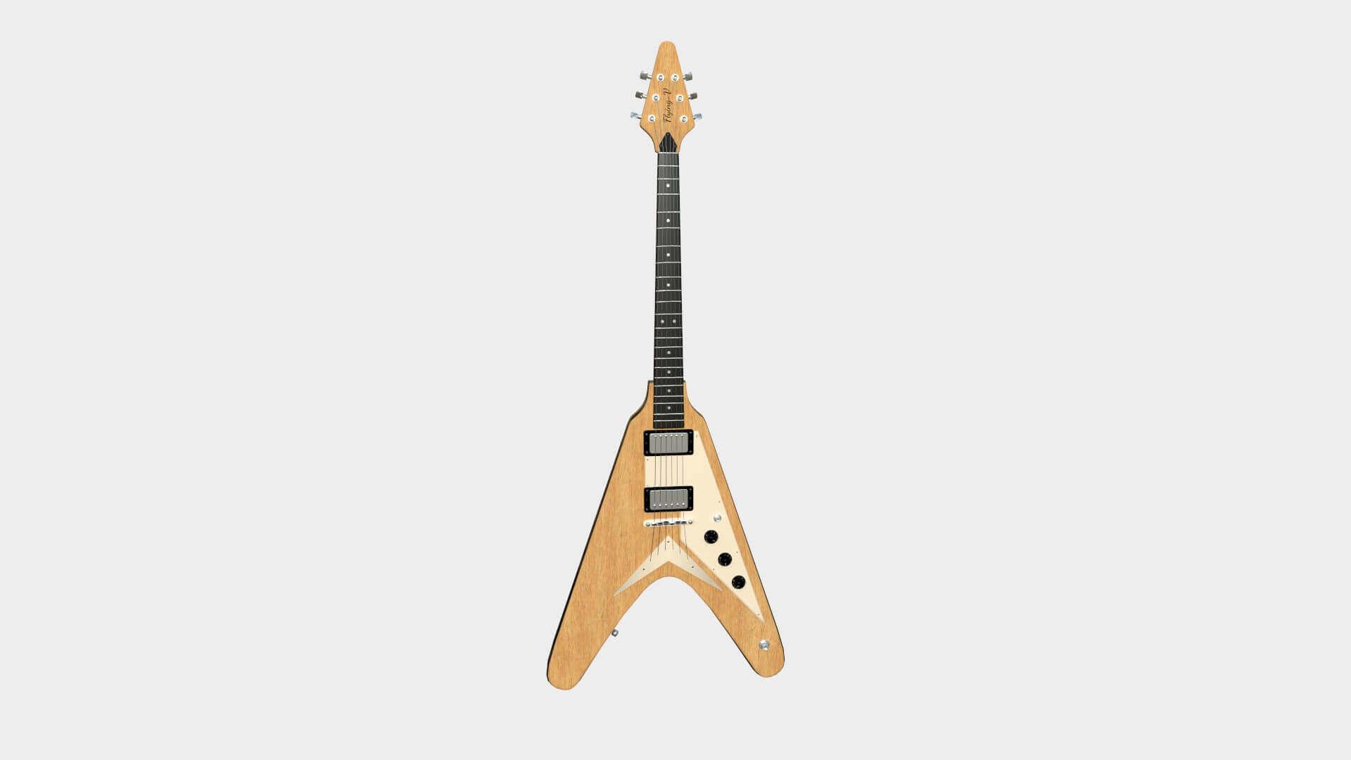 Flying V Electric Guitar 06 - Light Wood 3D Model by gsommer