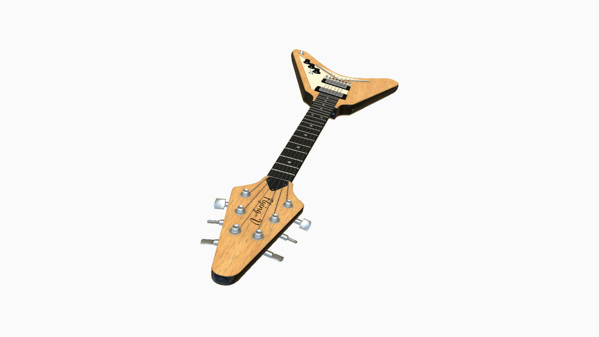 Flying V Electric Guitar 06 - Light Wood 3D Model by gsommer