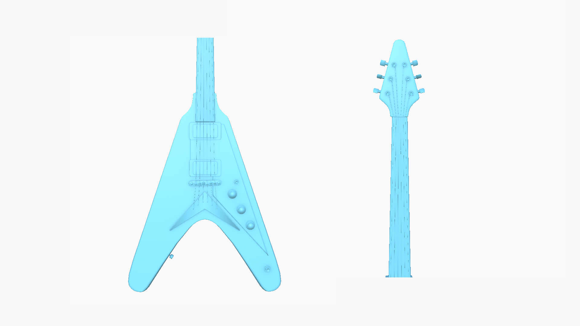 Flying V Electric Guitar 06 - Light Wood 3D Model by gsommer