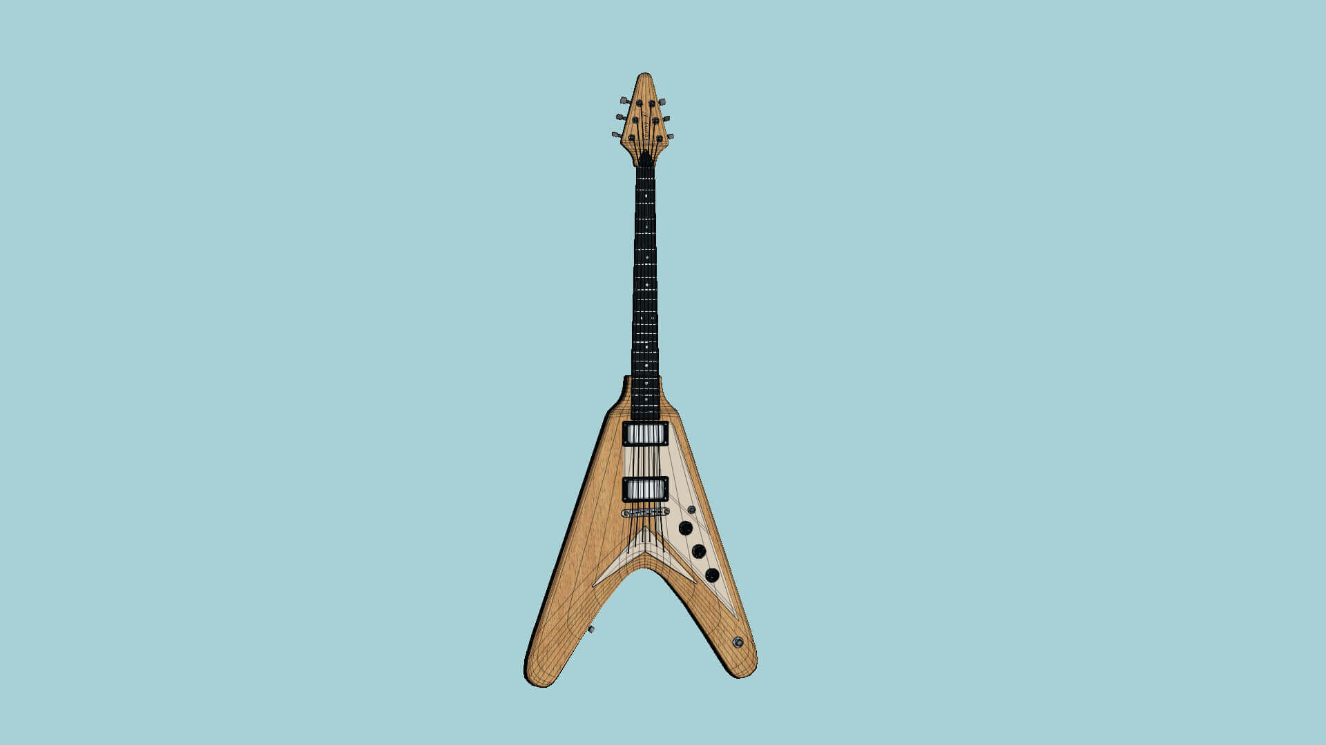 Flying V Electric Guitar 06 - Light Wood 3D Model by gsommer