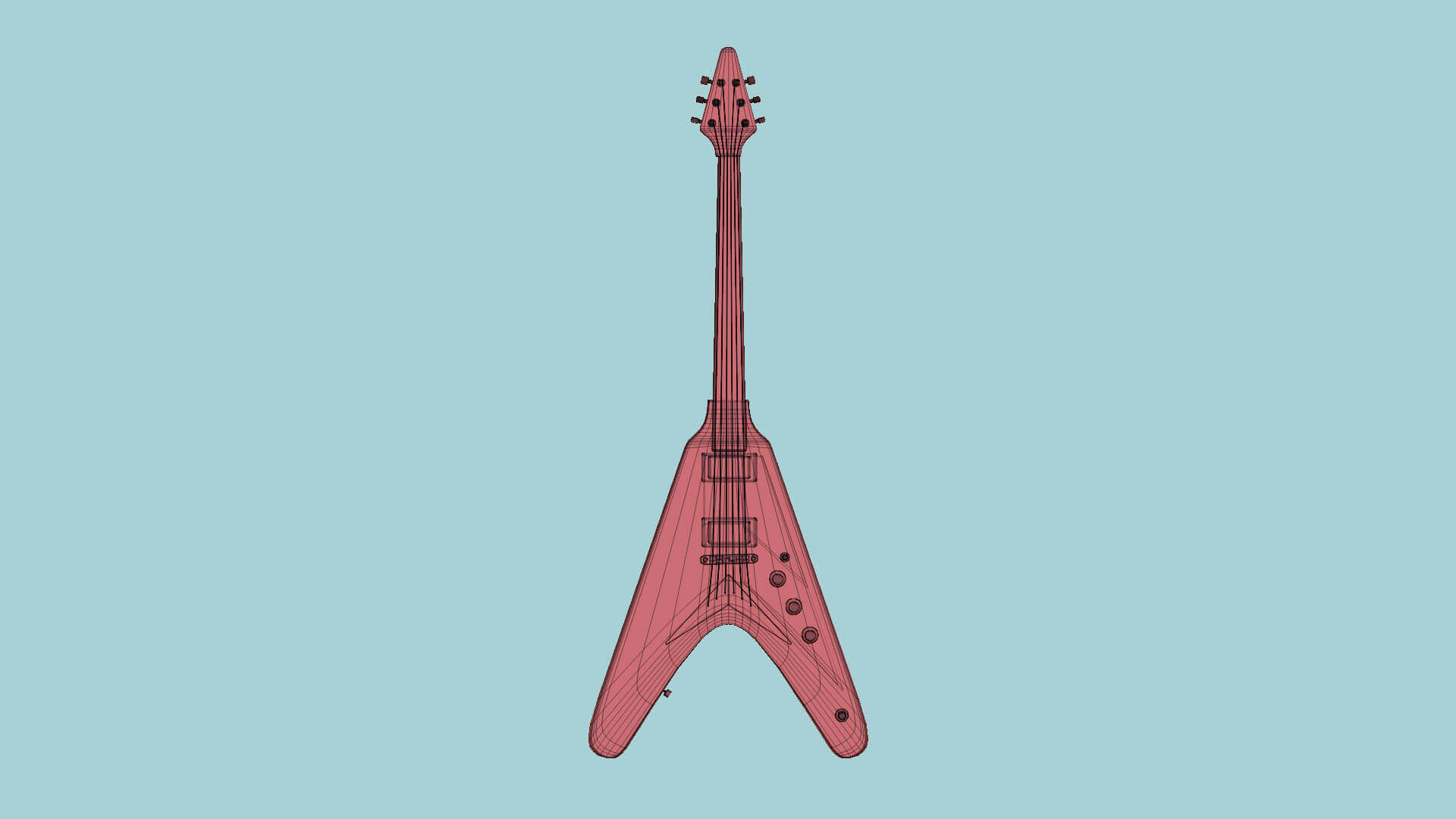 Flying V Electric Guitar 06 - Light Wood 3D Model by gsommer