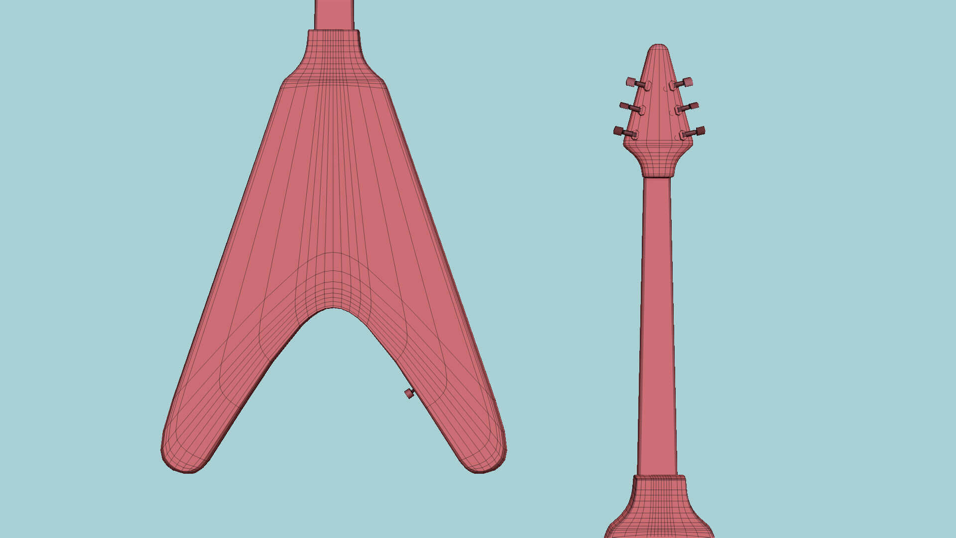 Flying V Electric Guitar 06 - Light Wood 3D Model by gsommer