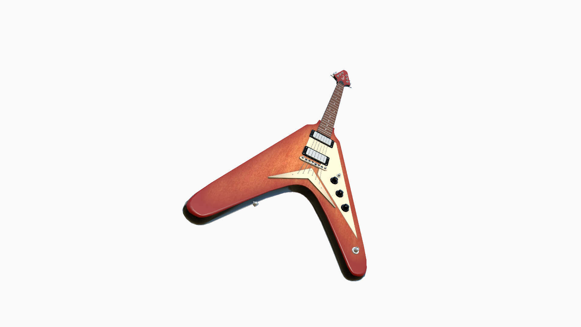 Flying V Electric Guitar 07 - Red Wood 3D Model by gsommer