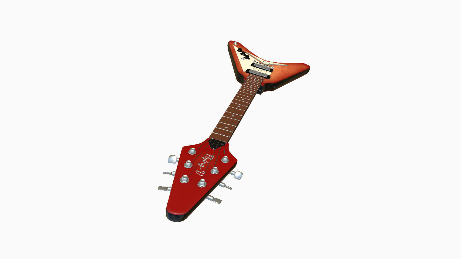 Flying V Electric Guitar 07 - Red Wood 3D Model by gsommer