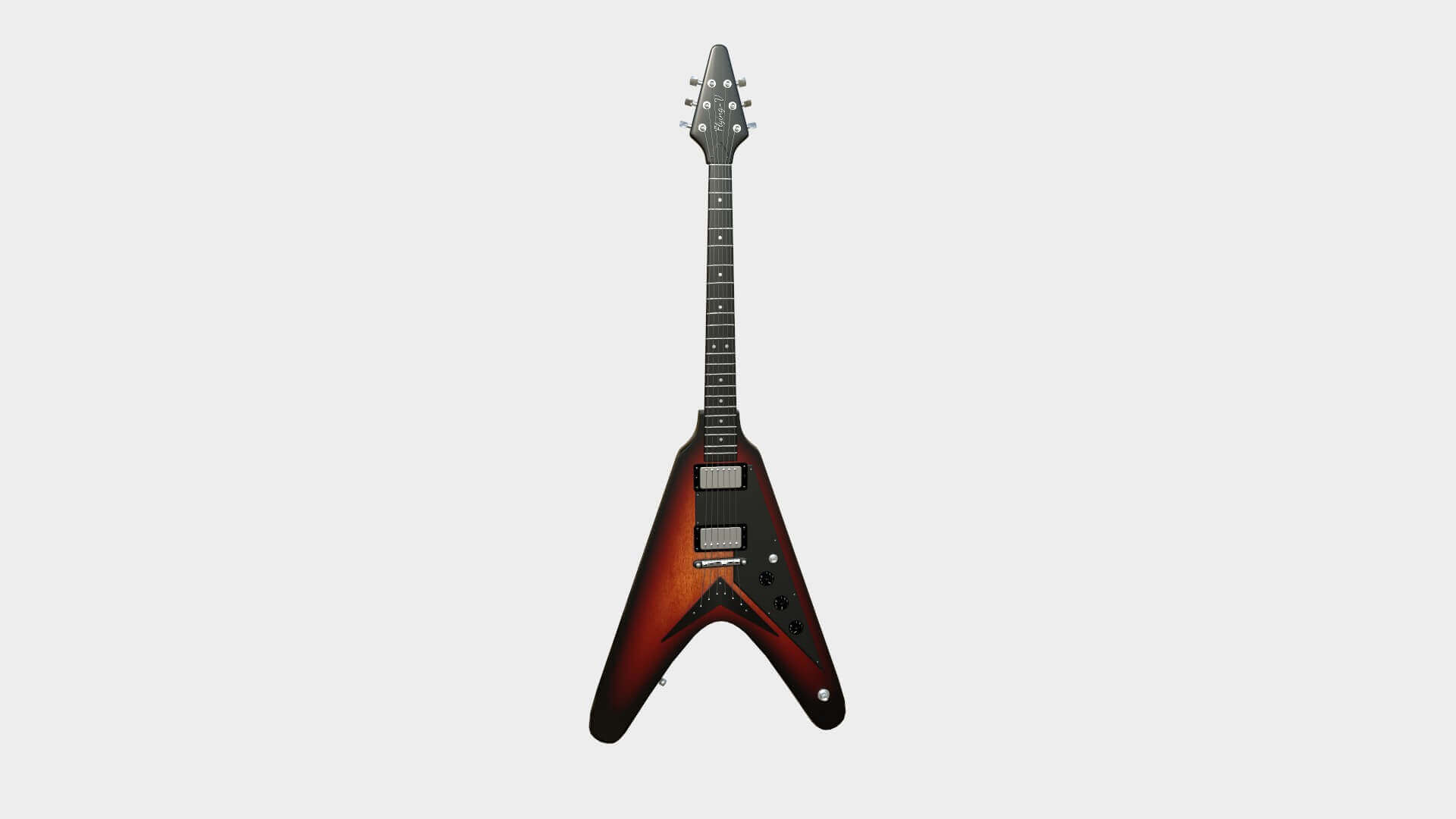 Flying V Electric Guitar 08 - Dark Wood 3D Model by gsommer