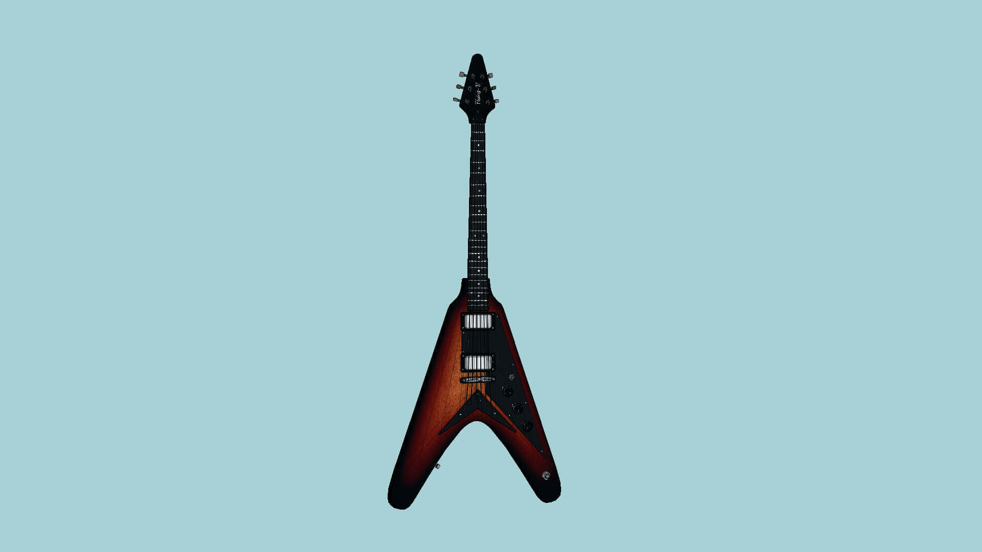 Flying V Electric Guitar 08 - Dark Wood 3D Model by gsommer