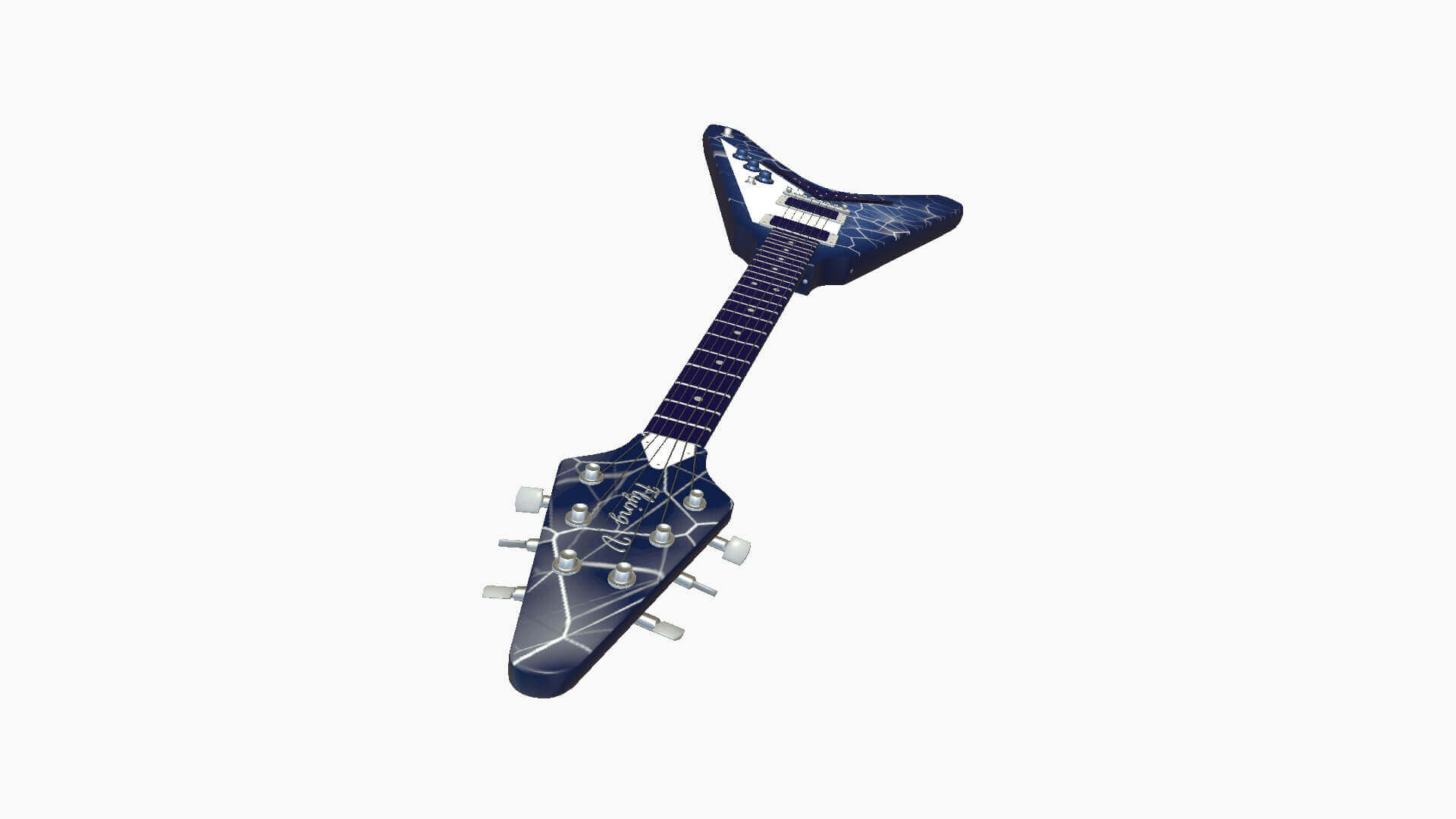 Flying V Electric Guitar 09 - Dark Blue 3D Model by gsommer