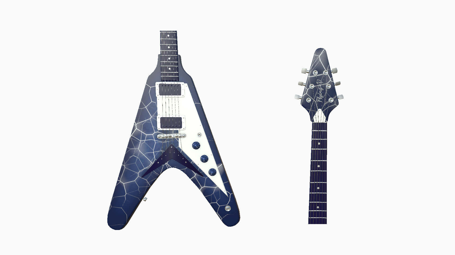 Flying V Electric Guitar 09 - Dark Blue 3D Model by gsommer