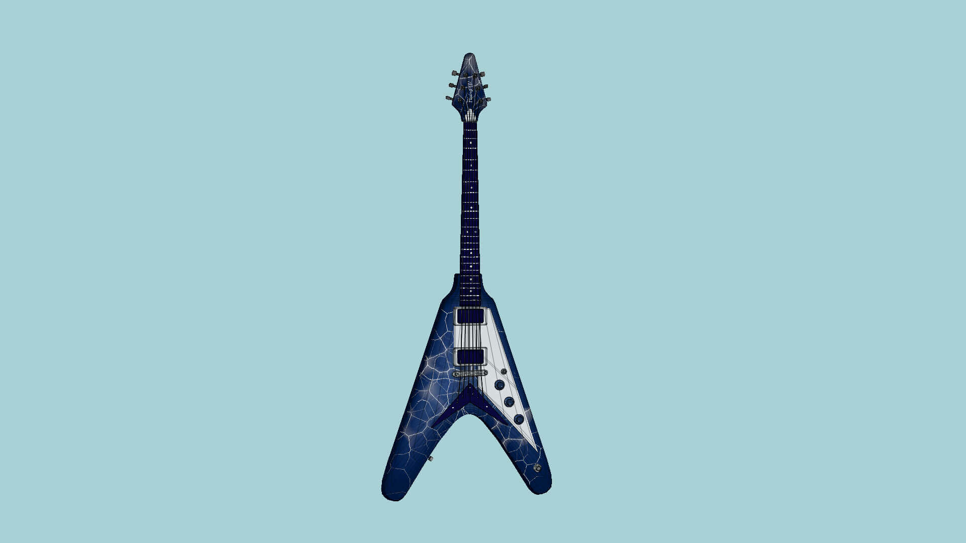 Flying V Electric Guitar 09 - Dark Blue 3D Model by gsommer