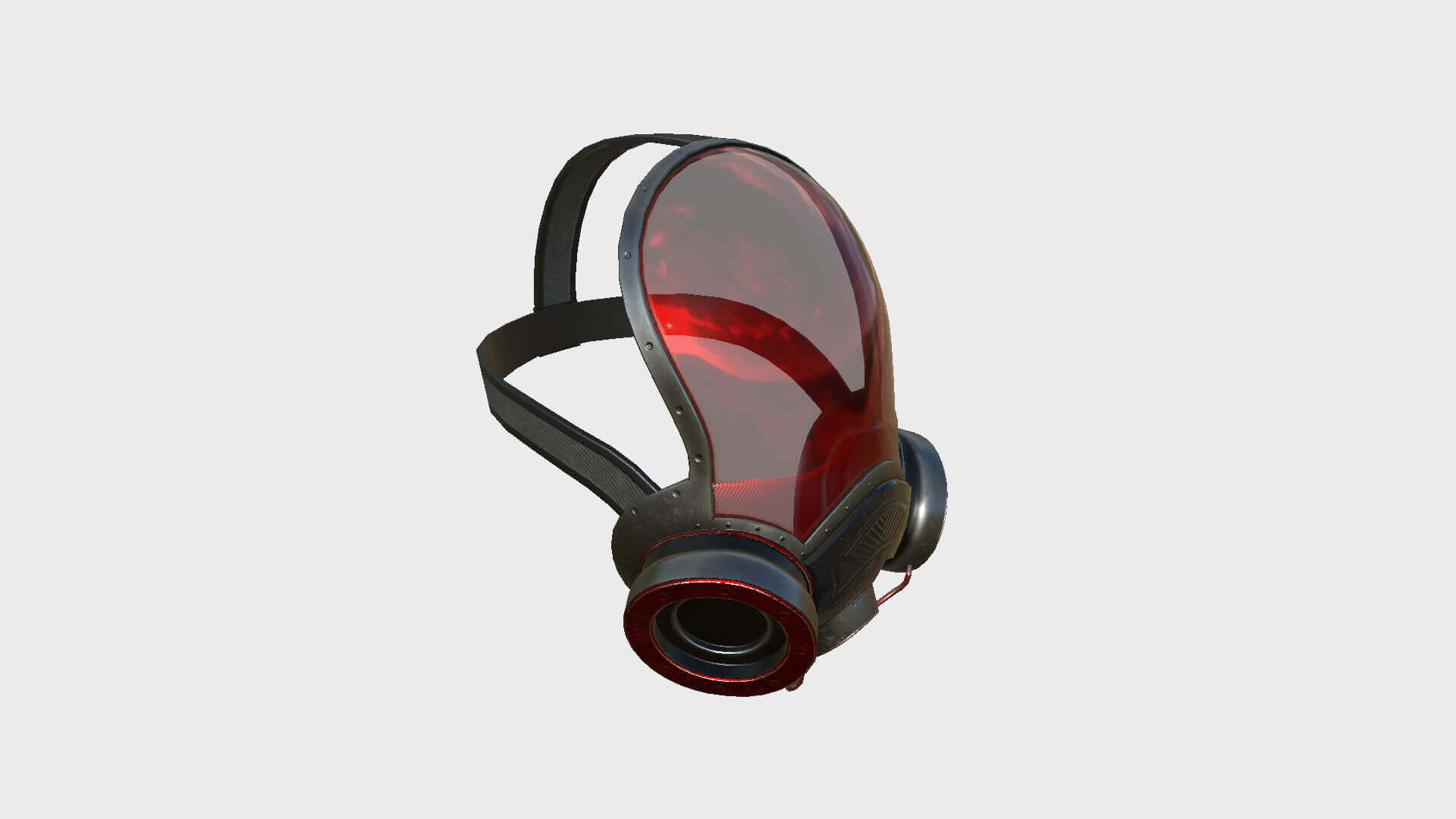 Gas Mask 02 - Black and Red 3D Model by gsommer