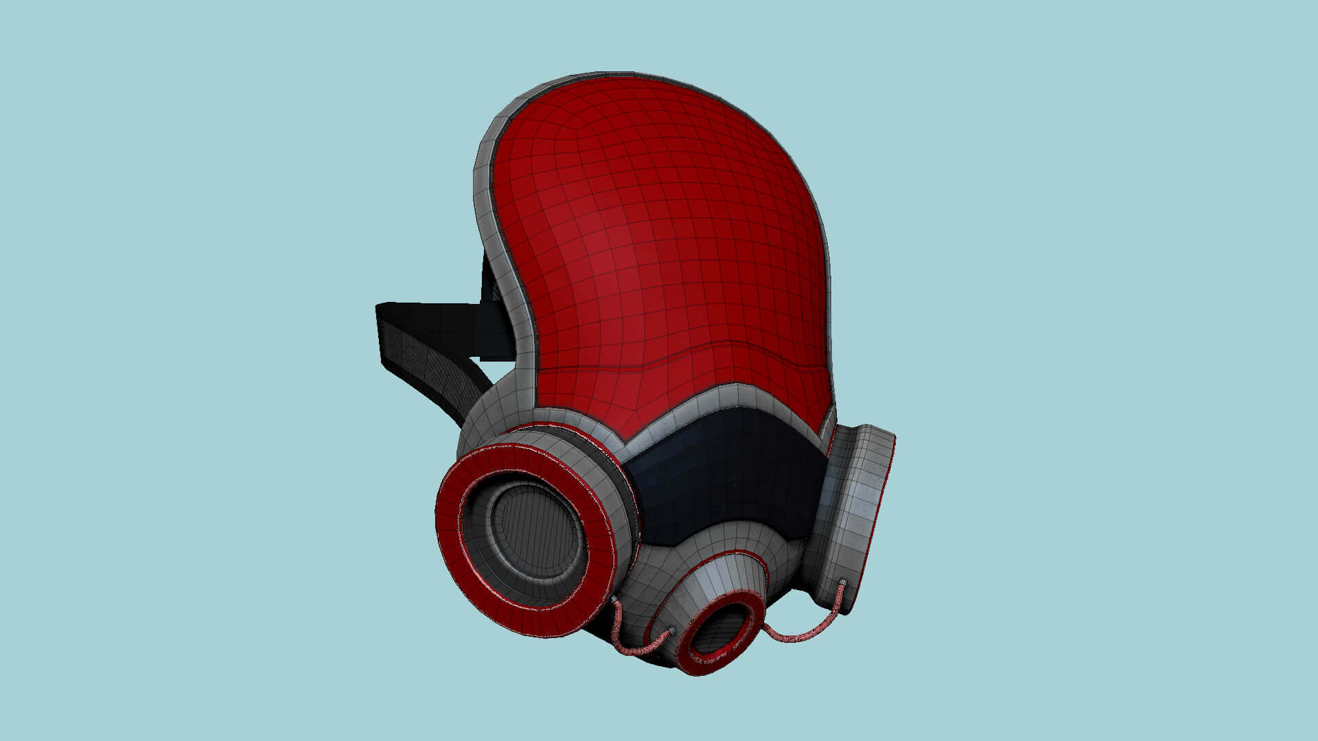 Gas Mask 02 - Black and Red 3D Model by gsommer