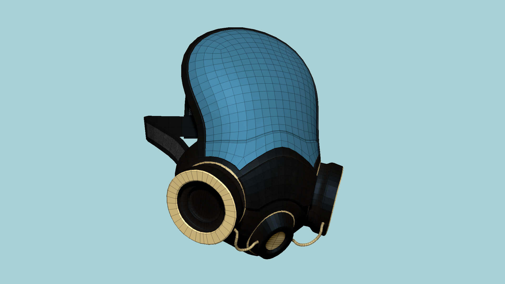 Gas Mask 03 - Black and Gold 3D Model by gsommer