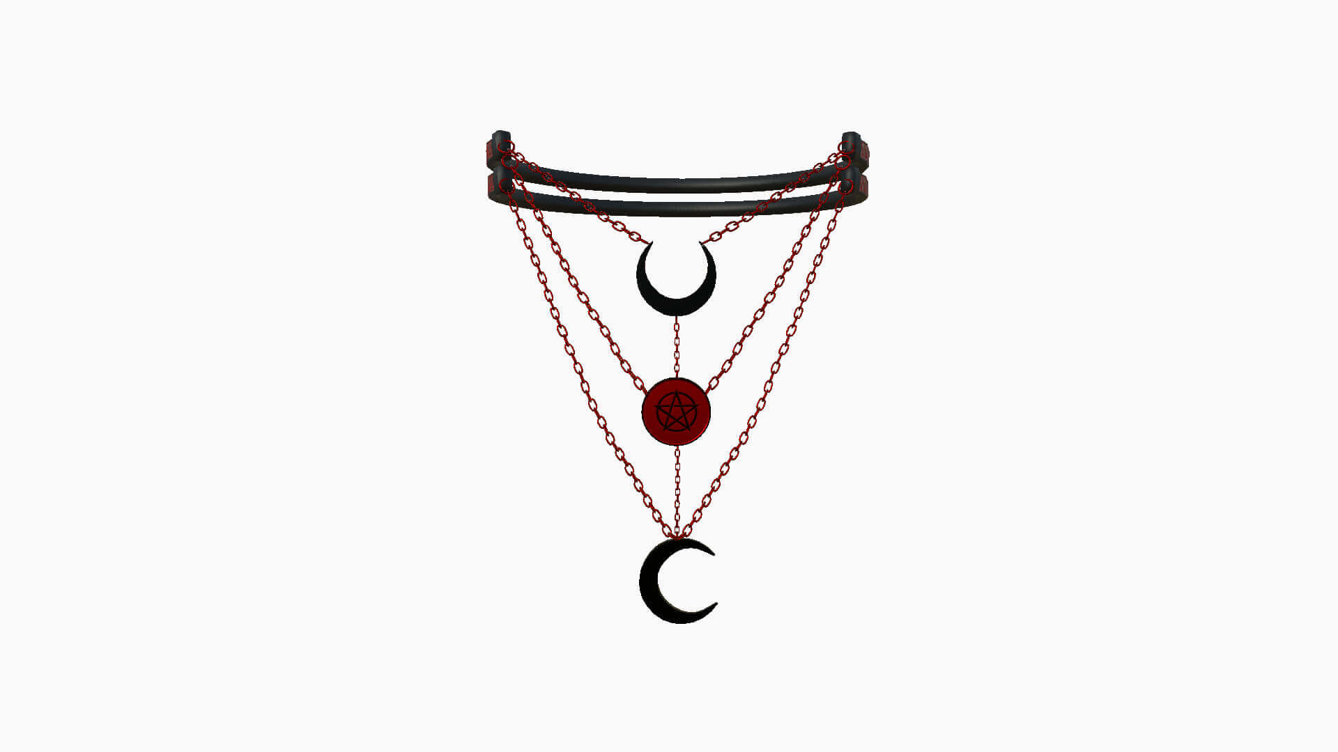 Gothic Choker Collar H 07 - Red 3D Model by gsommer