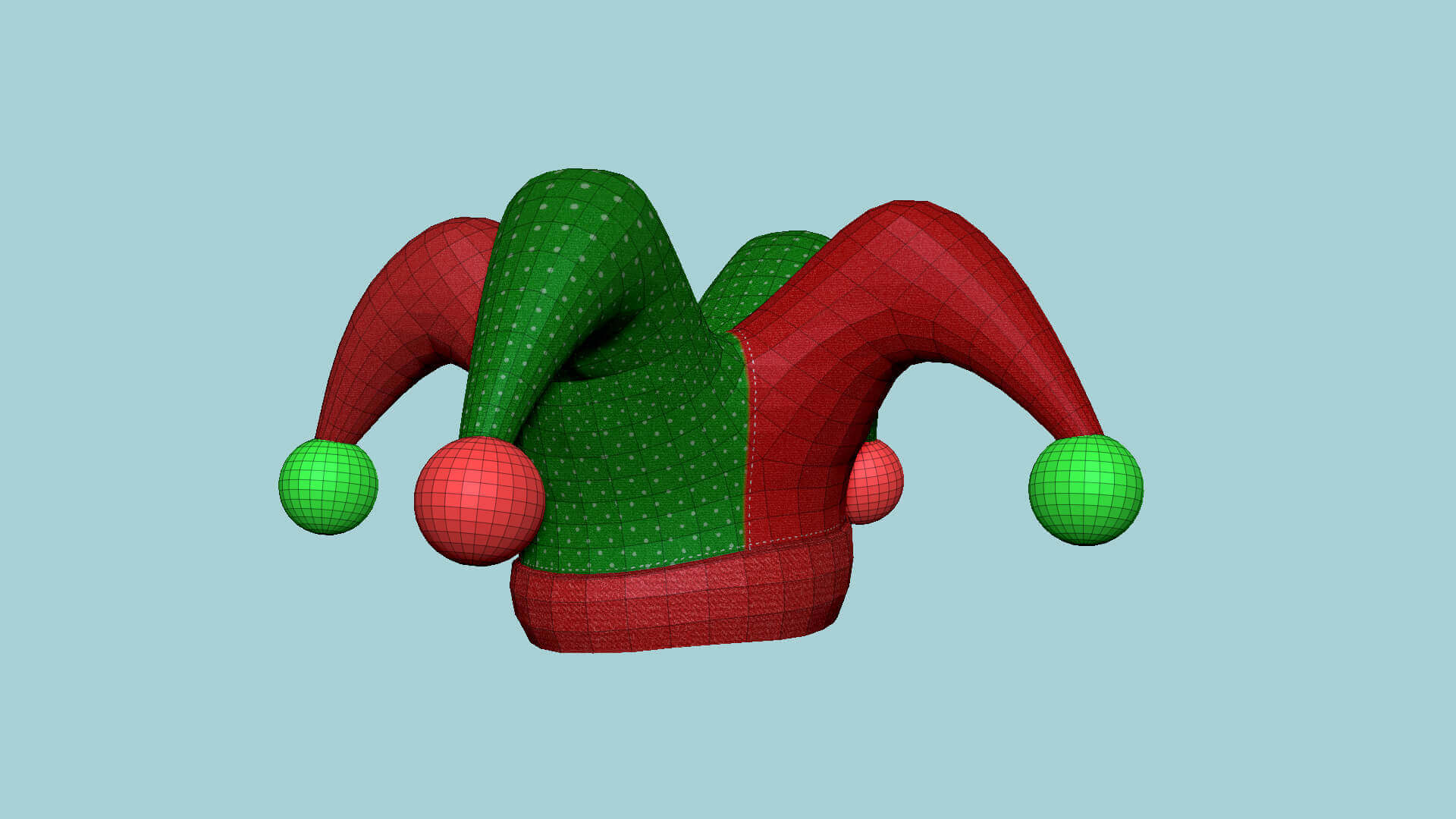 Jester Hat 06 - Red Green 3D Model by gsommer