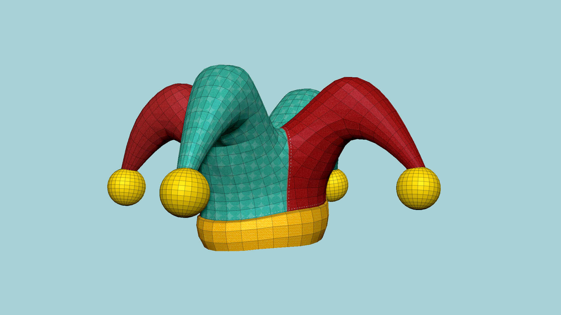 Jester Hat 07 - Red and Blue 3D Model by gsommer