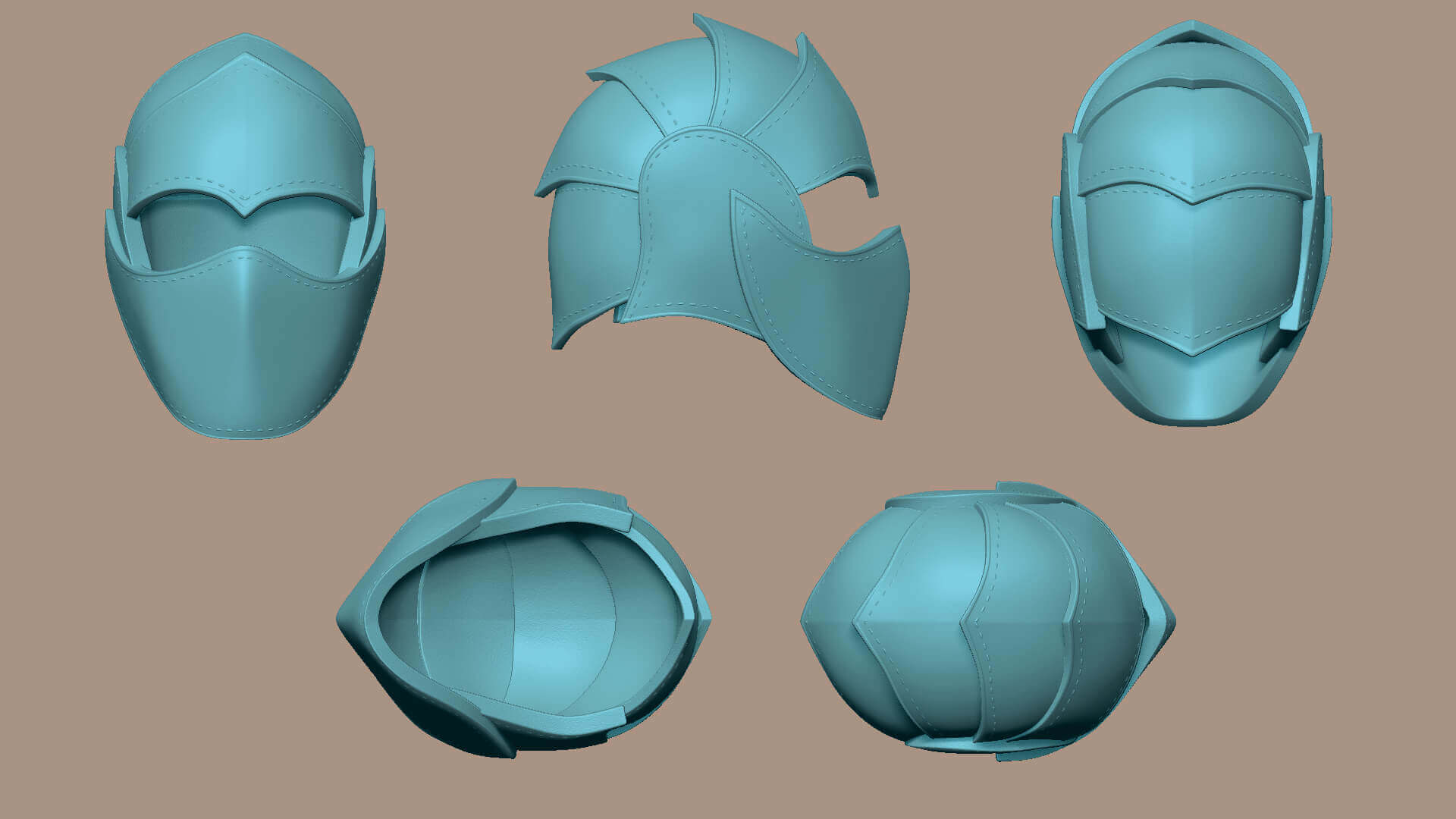 Leather Scales Helmet - 3D Model by gsommer