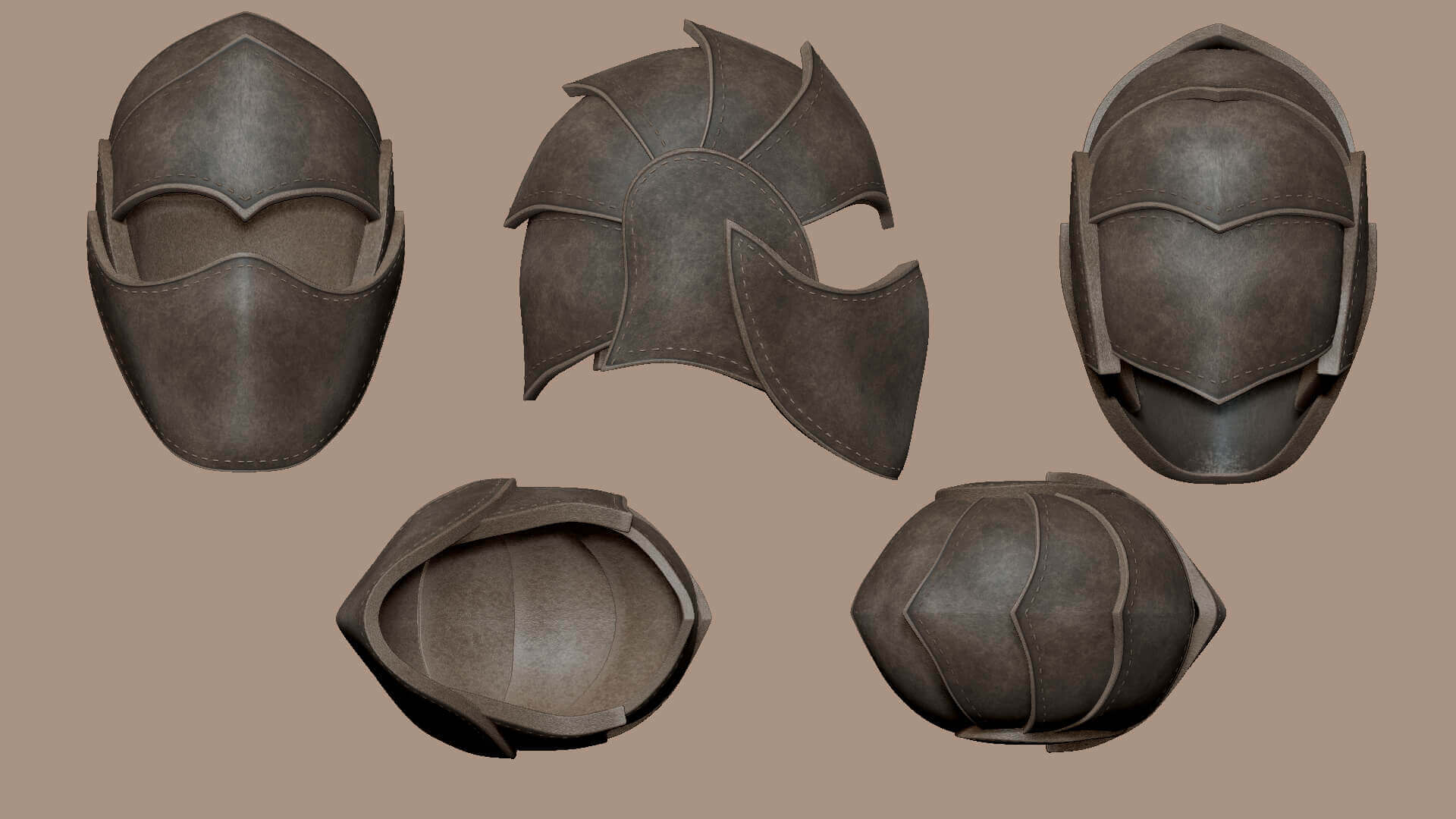 Leather Scales Helmet - 3D Model by gsommer