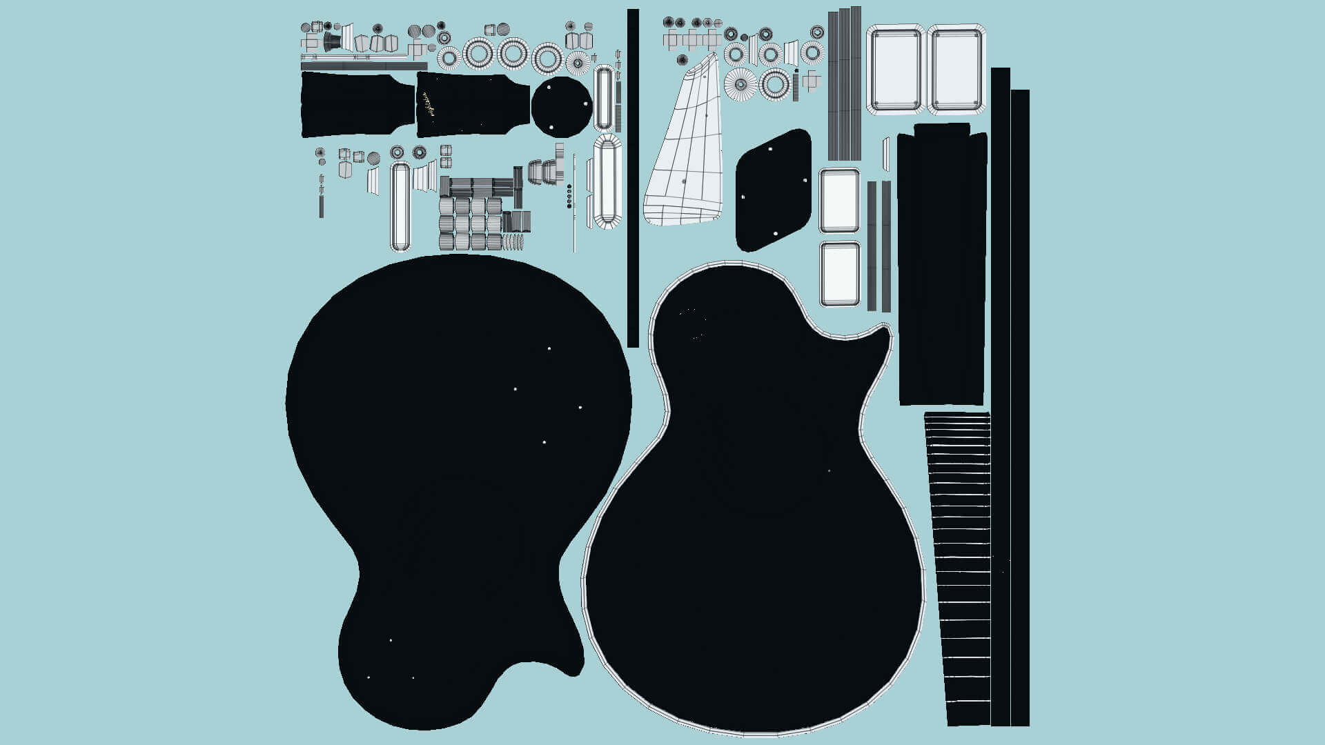 Les Paul Electric Guitar 05 - Black 3D Model by gsommer