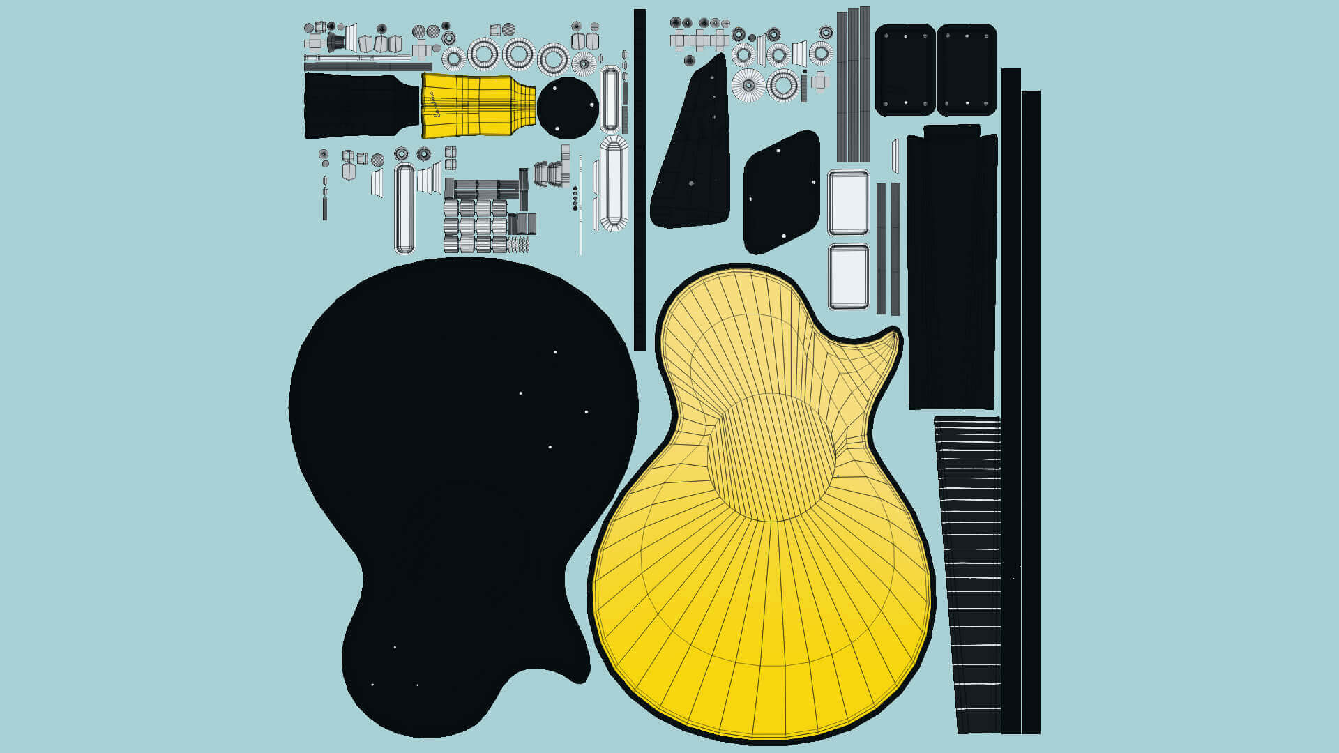 Les Paul Electric Guitar 10 - Yellow 3D Model by gsommer
