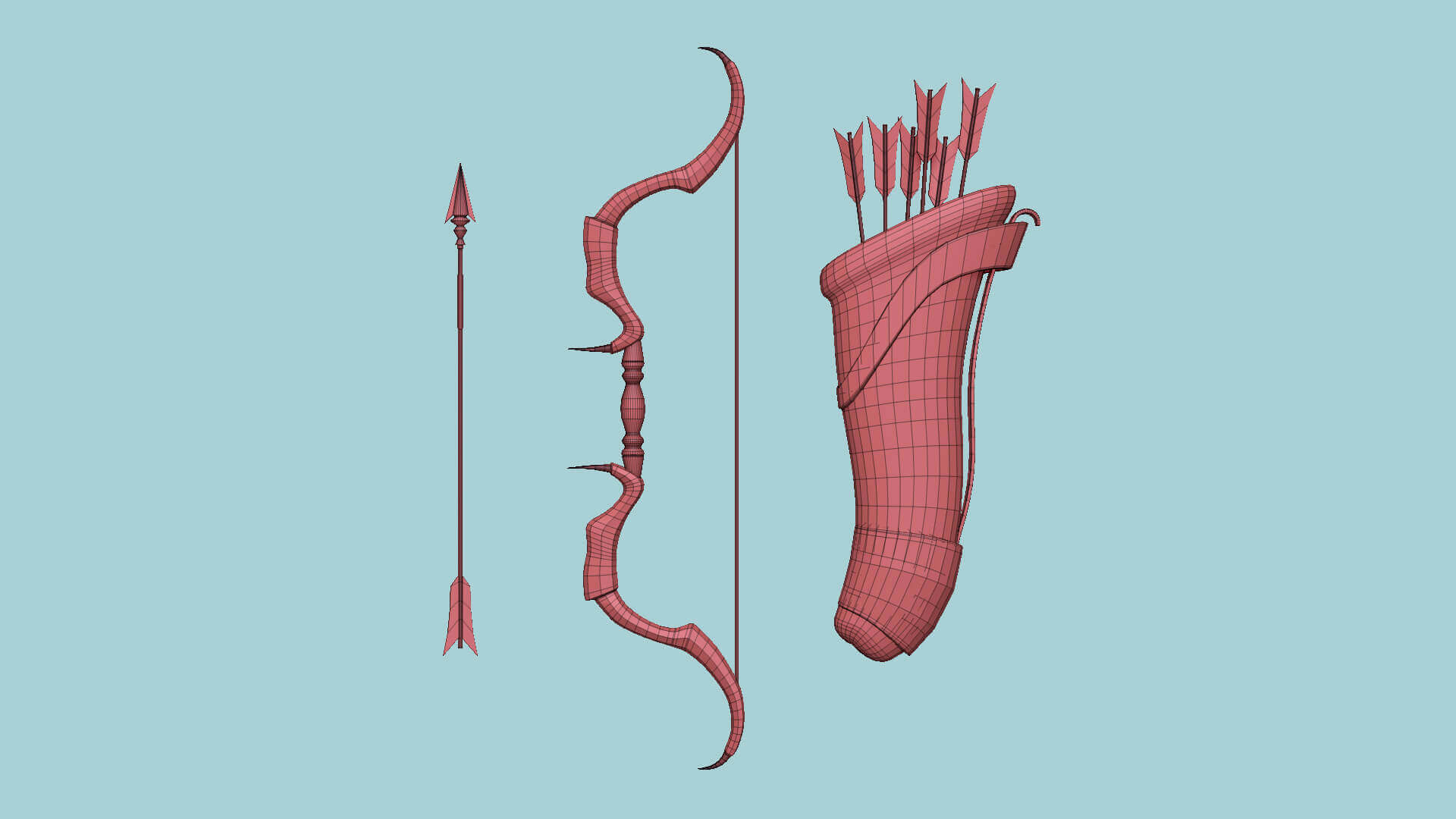 Medieval Archer Bow 01 - Black Gray 3D Model by gsommer