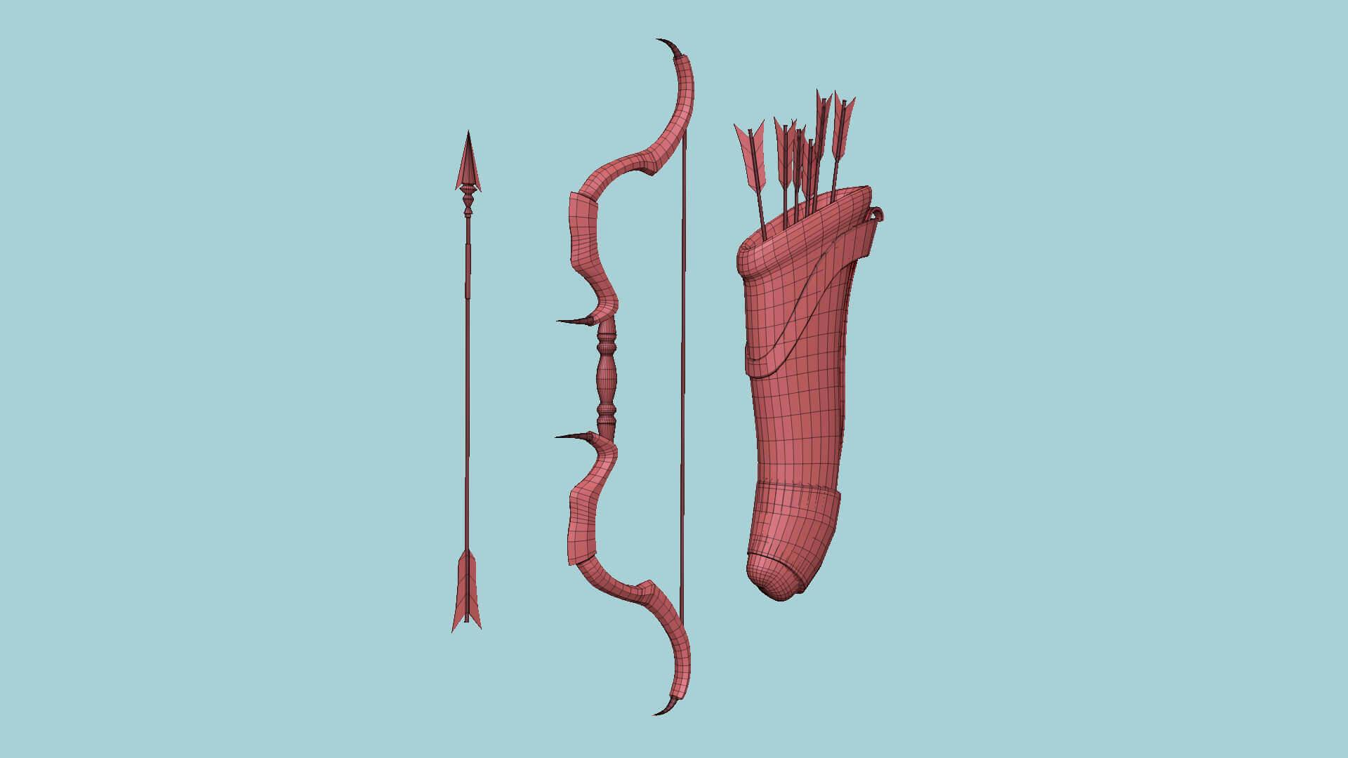 Medieval Archer Bow 01 - Black Gray 3D Model by gsommer