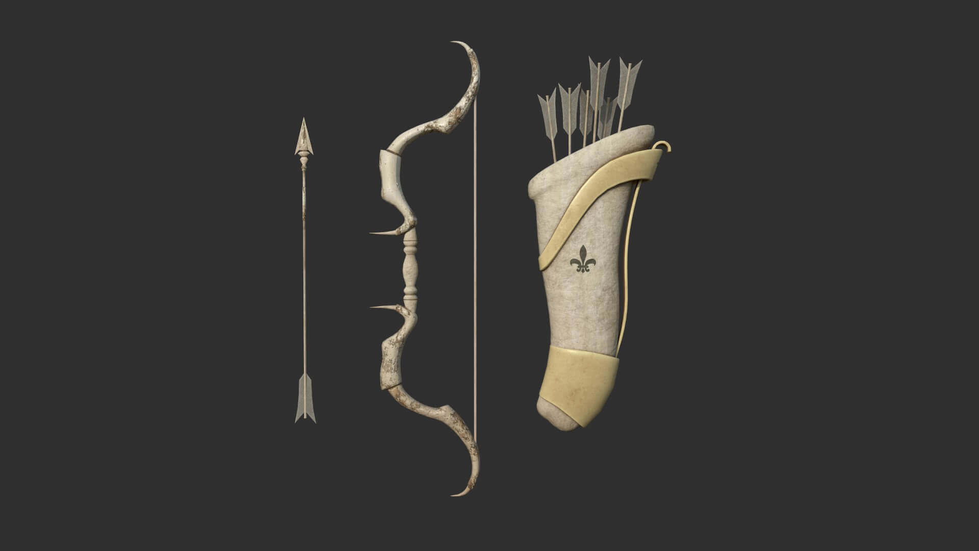 Medieval Archer Bow 02 - Dragon Bone 3D Model by gsommer