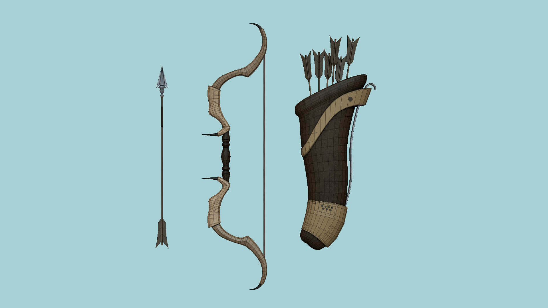 Medieval Archer Bow 06 - Brown Wood 3D Model by gsommer
