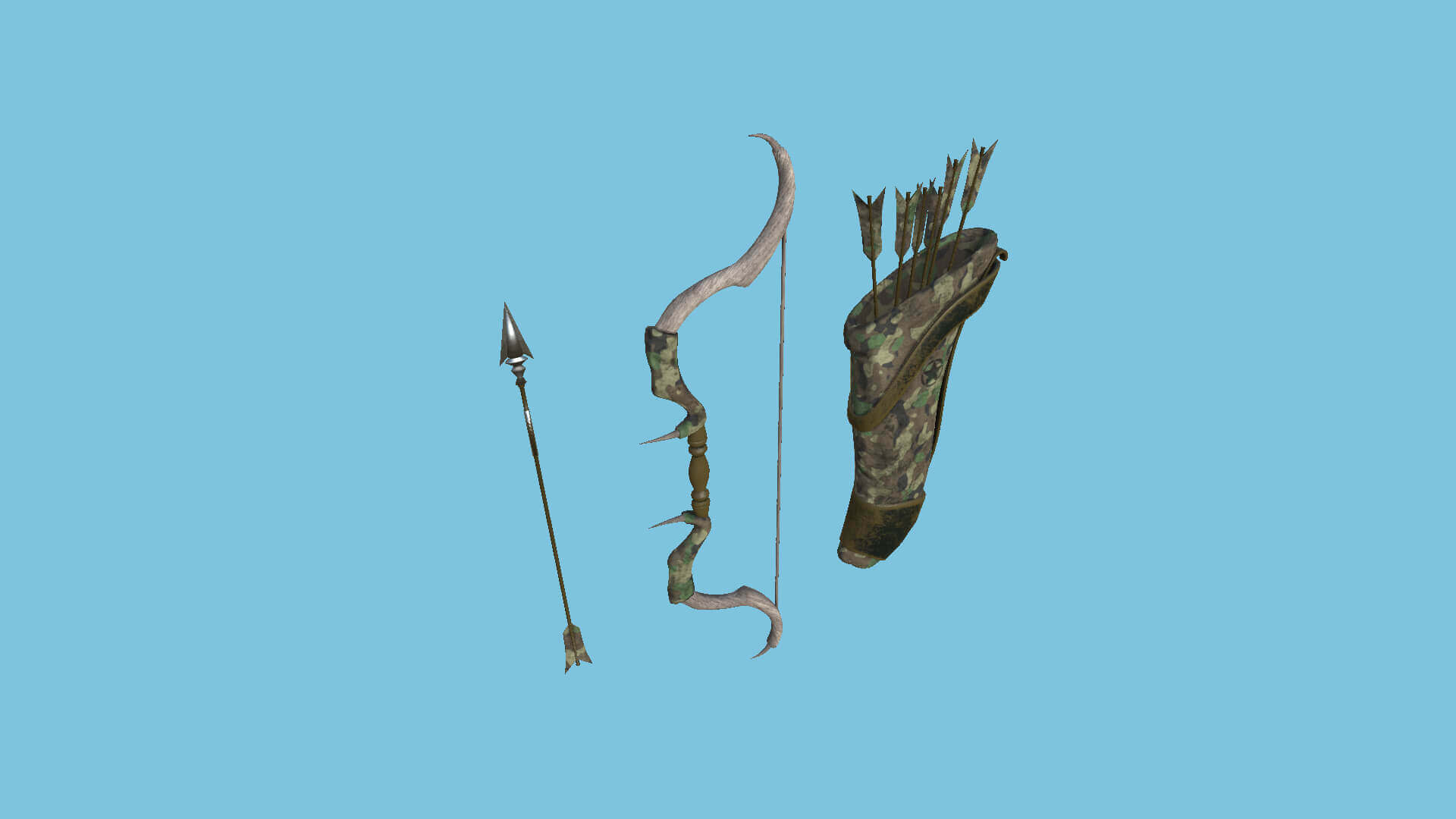Medieval Archer Bow 07 - Hunter Camouflage 3D Model by gsommer