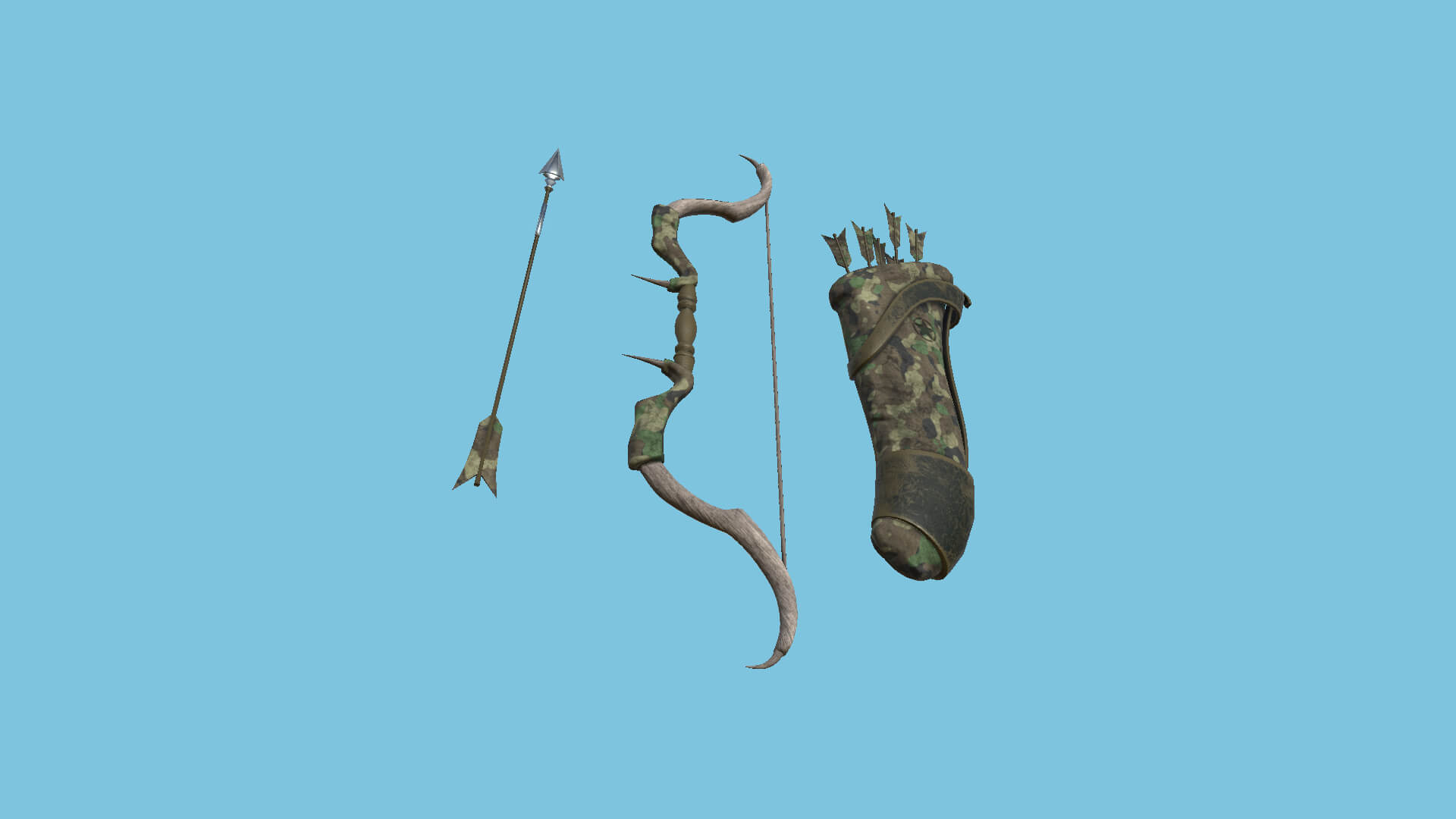 Medieval Archer Bow 07 - Hunter Camouflage 3D Model by gsommer