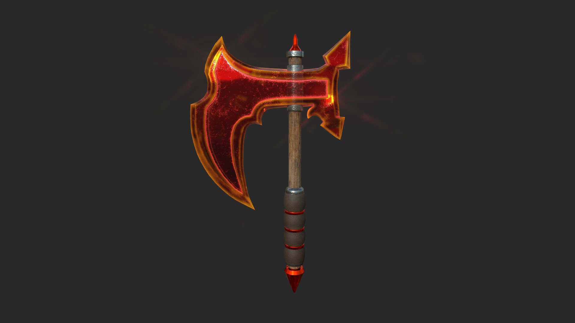 Medieval Battle Axe 02 - Red Transparent 3D Model by gsommer