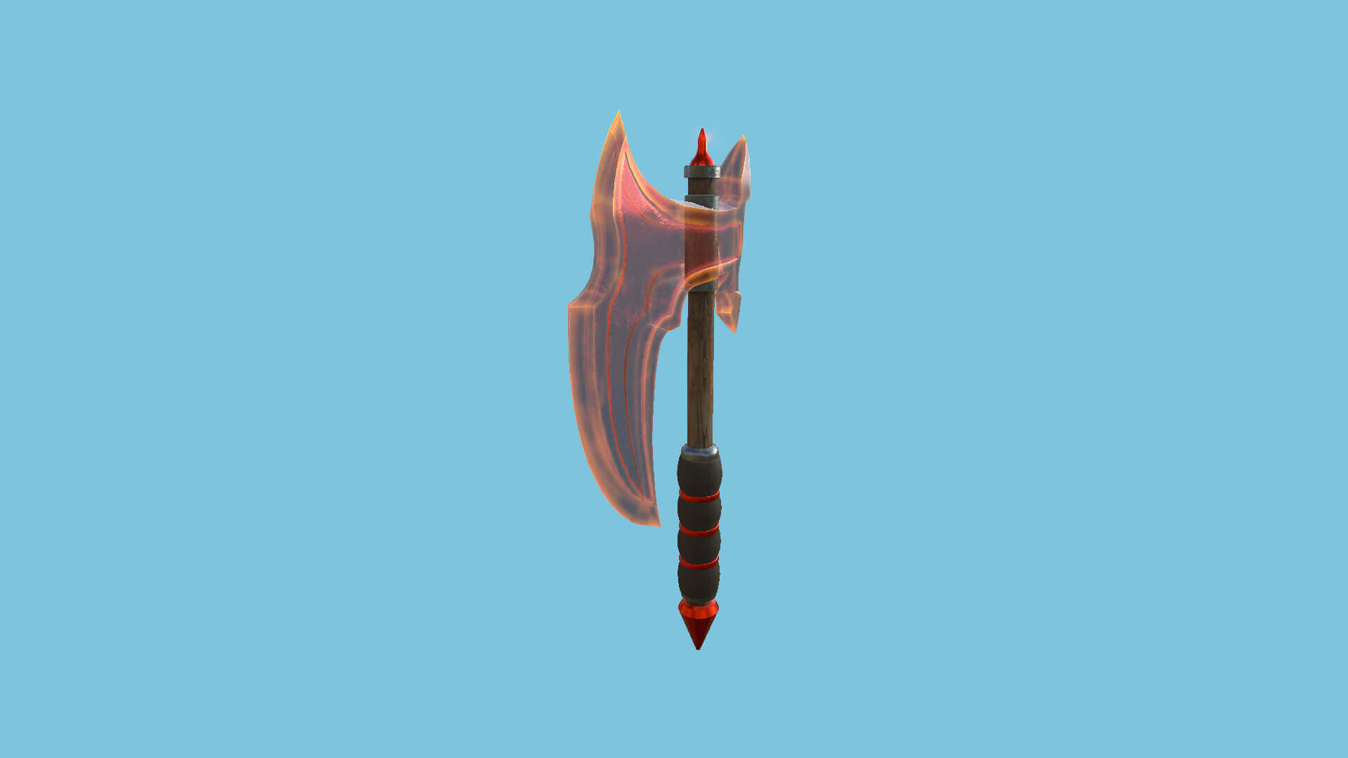 Medieval Battle Axe 02 - Red Transparent 3D Model by gsommer