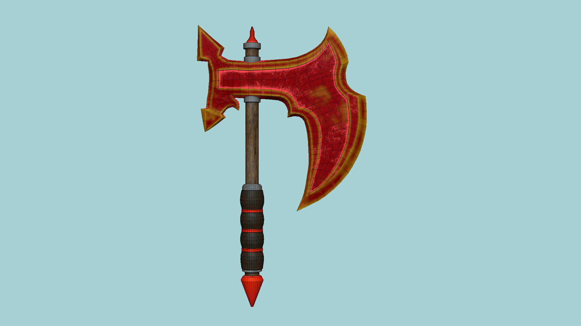 Medieval Battle Axe 02 - Red Transparent 3D Model by gsommer
